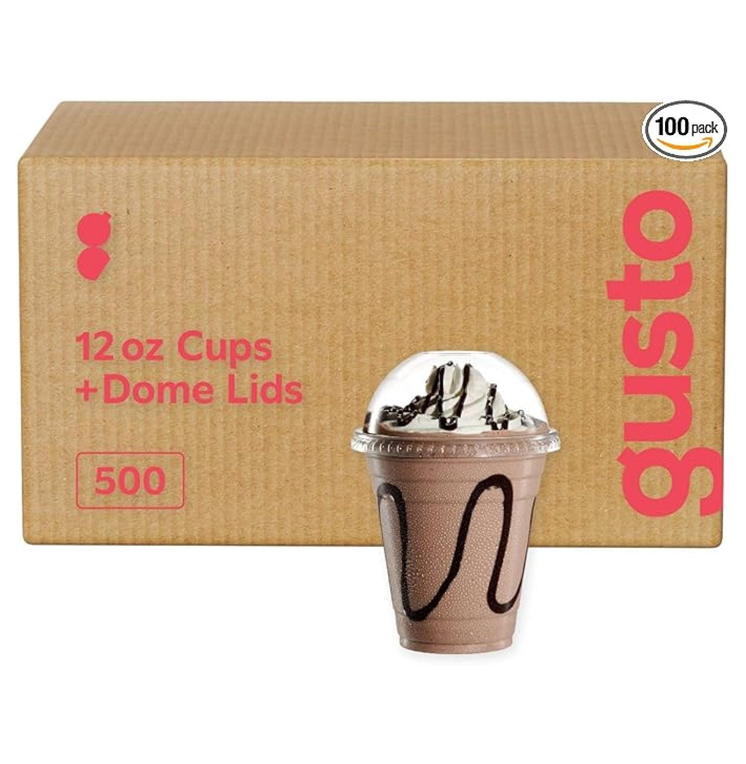 [Case of 500 12 oz. Clear Plastic Cups With Dome Lids - Perfect for ...