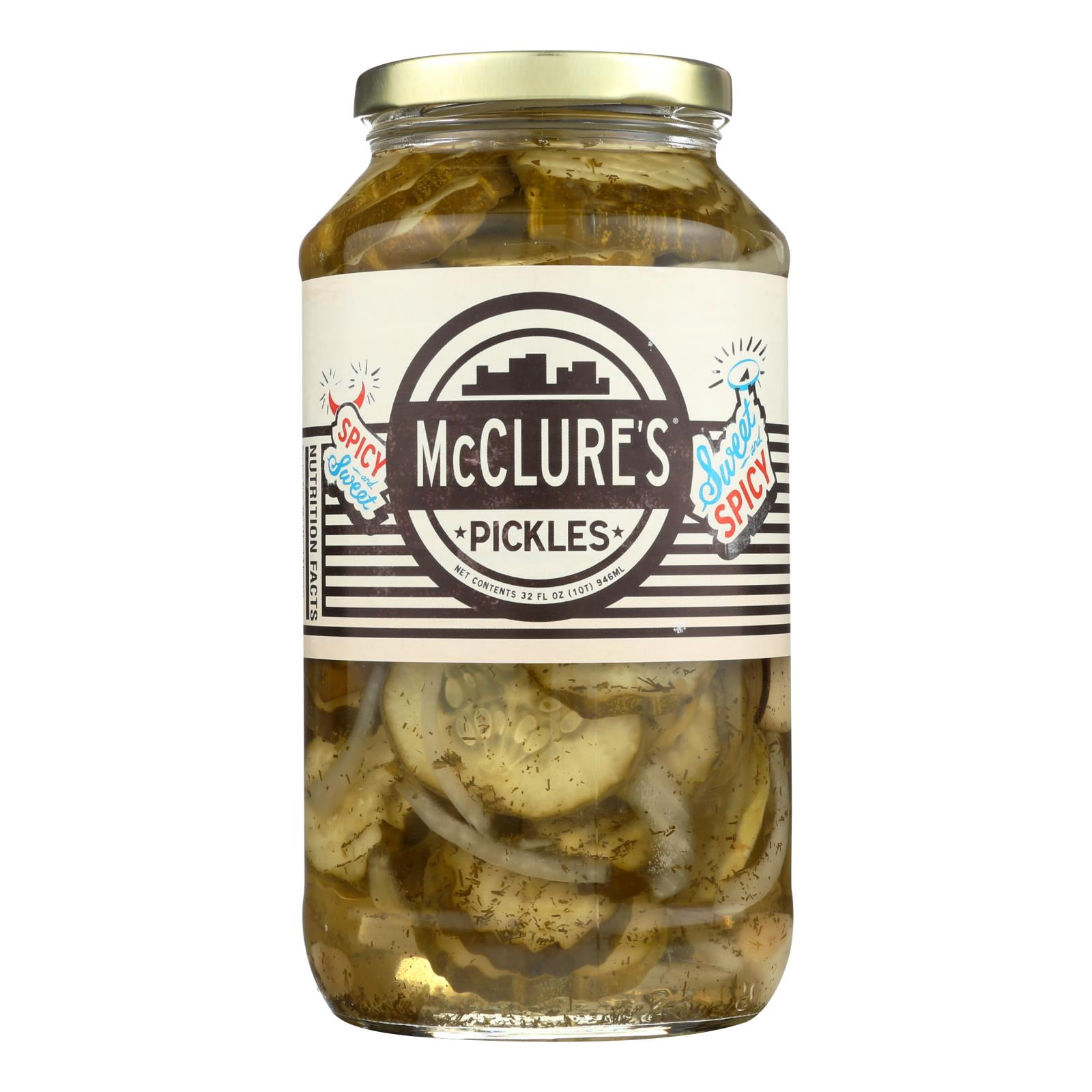 McClure's Kosher Sweet and Spicy Sliced Pickles, GMO Free - 32 oz ...