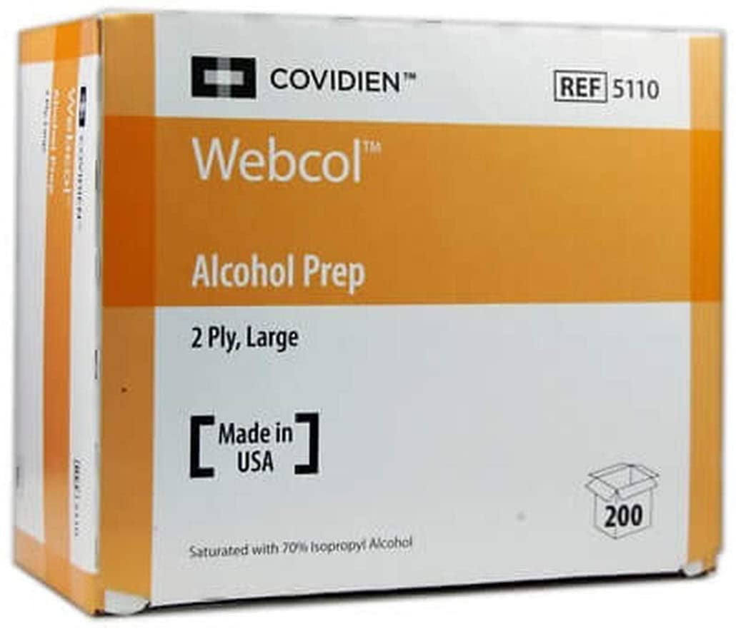 Case of Large Alcohol Prep Pads Covidien 5110 Webcol (20 Boxes ...