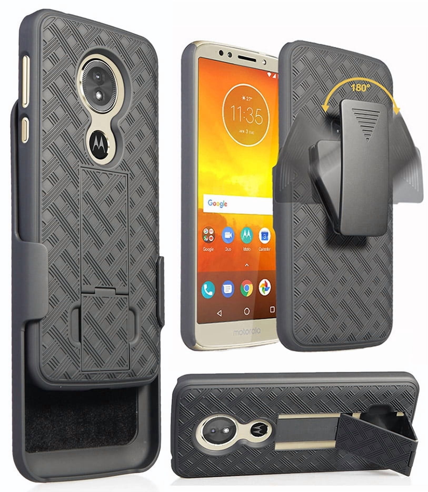 Case with Clip for Moto G6 Play/Forge, Nakedcellphone Black Kickstand ...