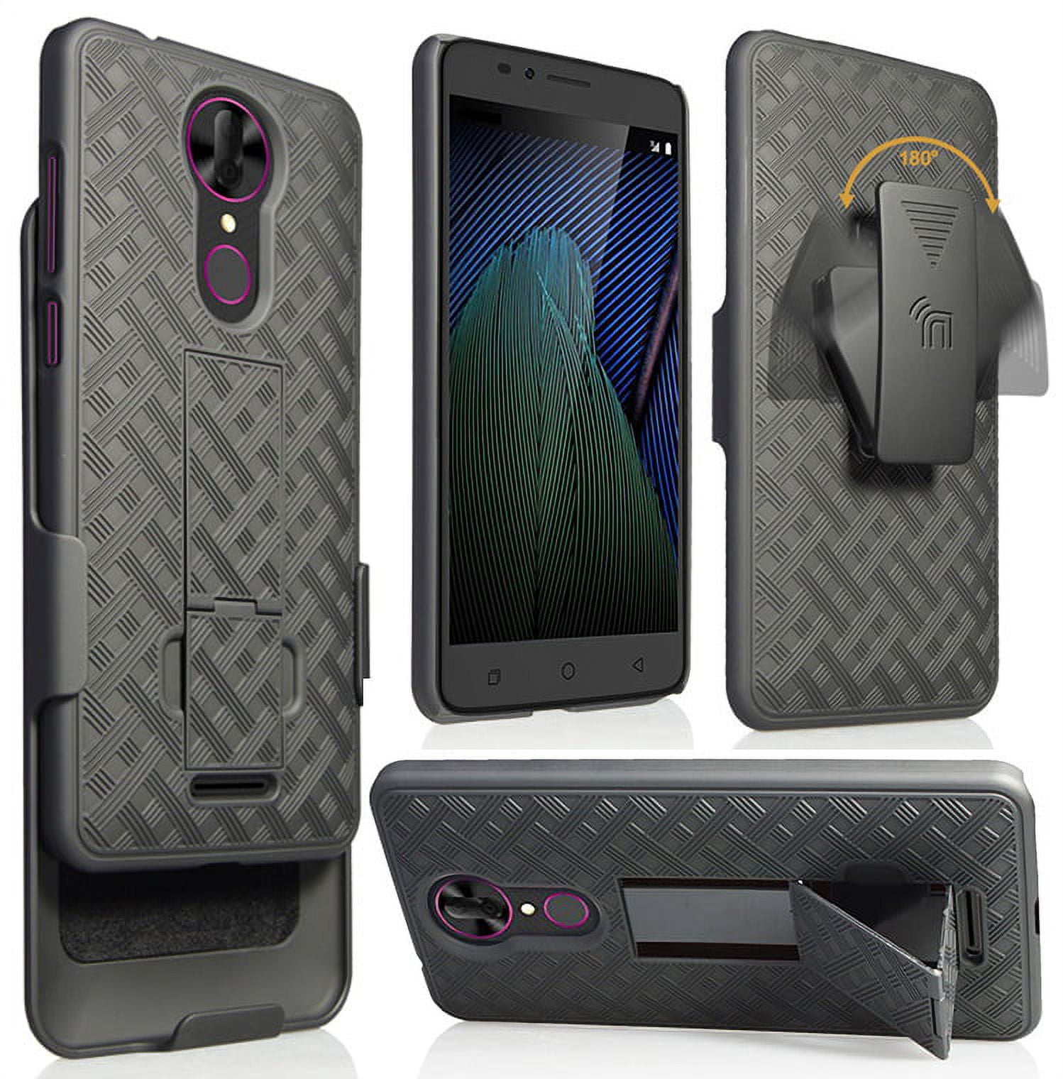 Case with Clip for Revvl Plus Phone, Nakedcellphone Black Kickstand ...