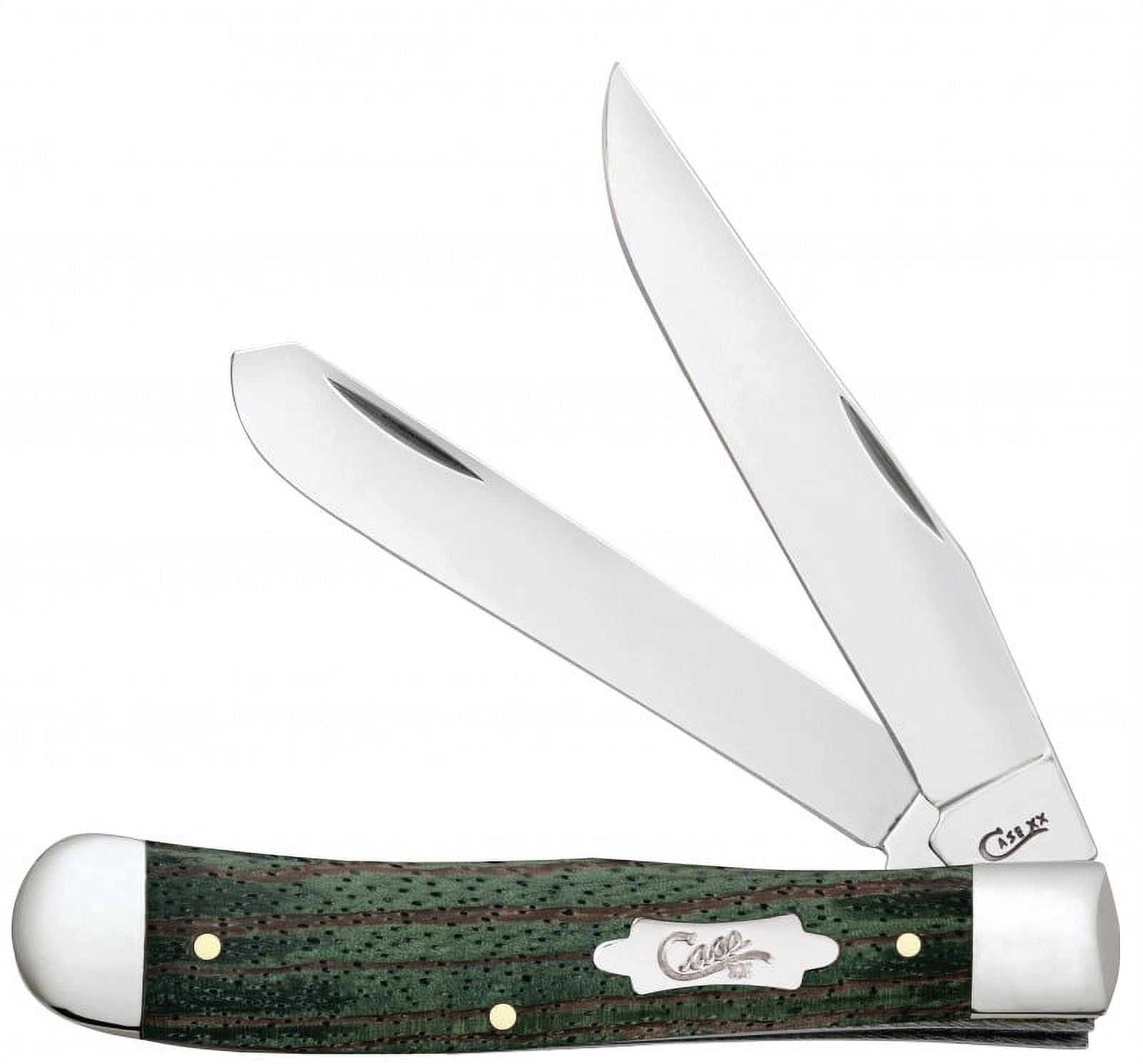 Case xx Green Zebra Wood Trapper Stainless Pocket Knife Knives ...