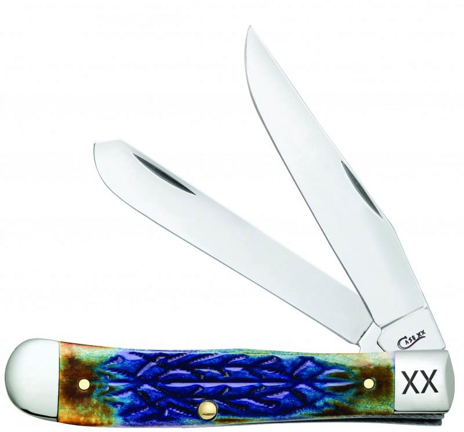 Case xx Tribal Jigged Burnt Purple Bone Trapper Stainless Pocket Knife ...