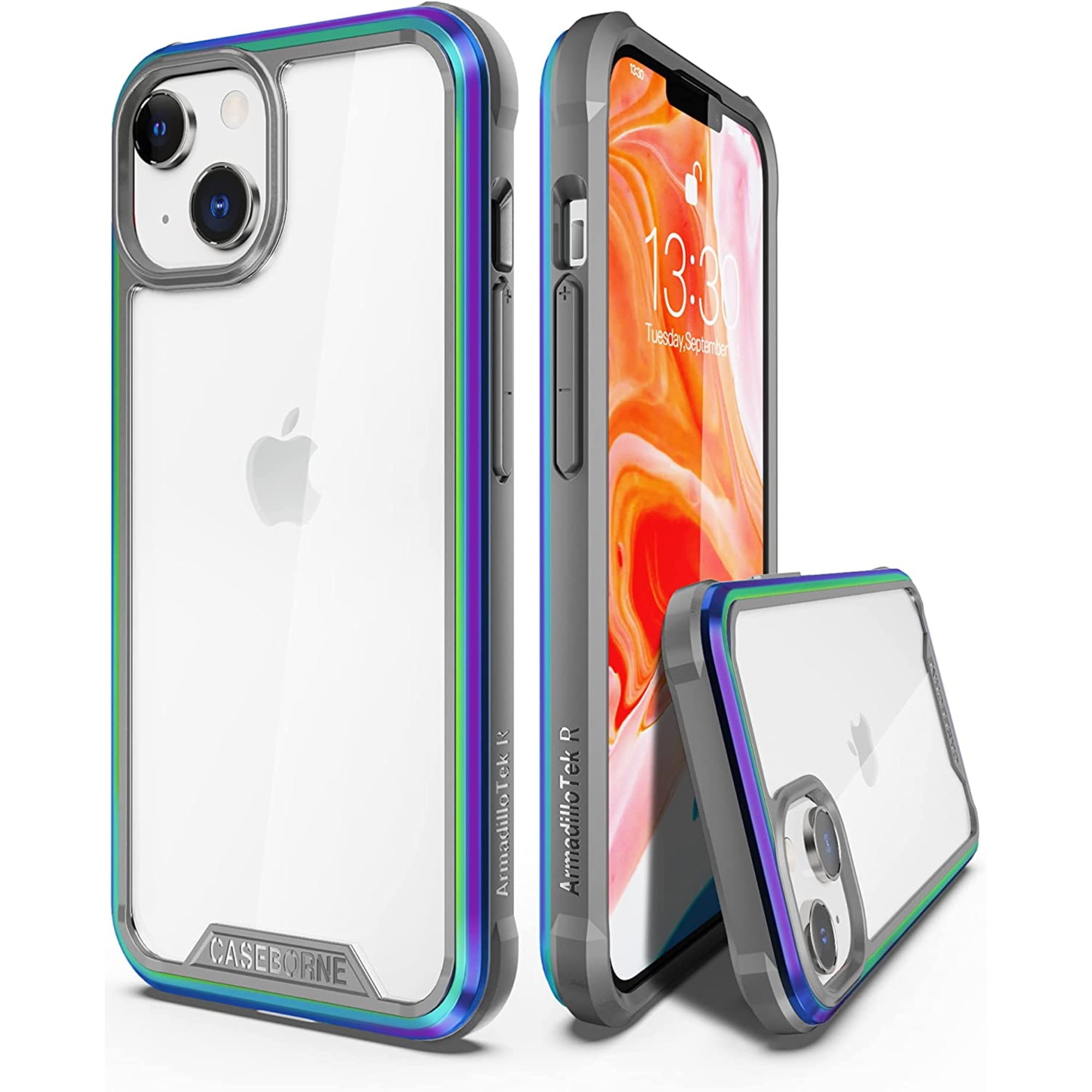 CaseBorne R Series Case for iPhone 14 / iPhone 13 Aluminum Frame Clear ...