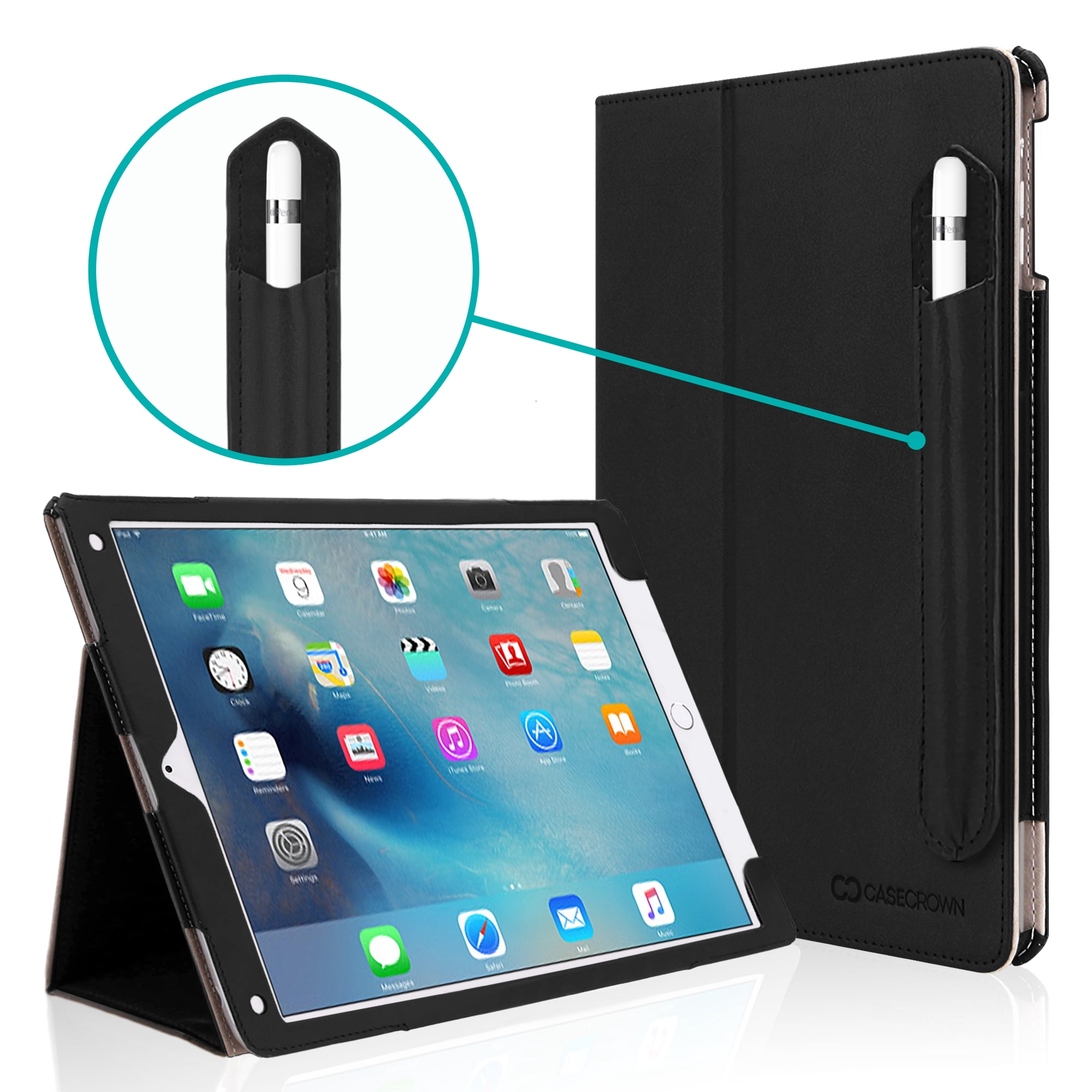 CaseCrown Bold Trifold - Case for tablet - faux leather - black - for ...