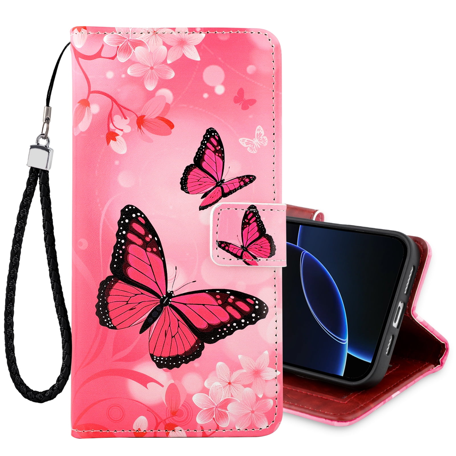 CaseHome iPhone 16 Pro Wallet Case for Women, Cute Pink Flower ...