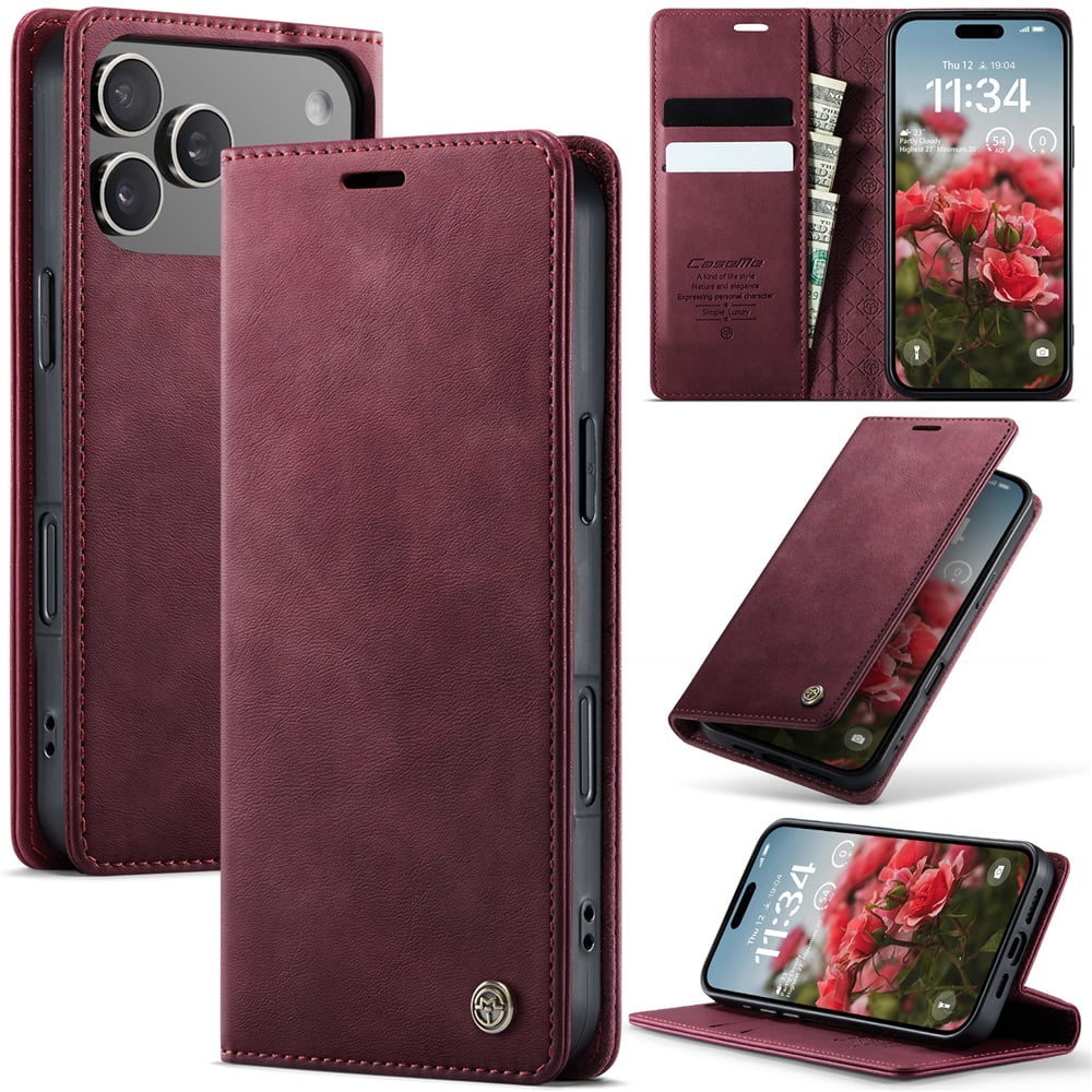 CaseMe Calf Leather Lining Microfibre Wallet Case For iPhone 17 Pro Max ...