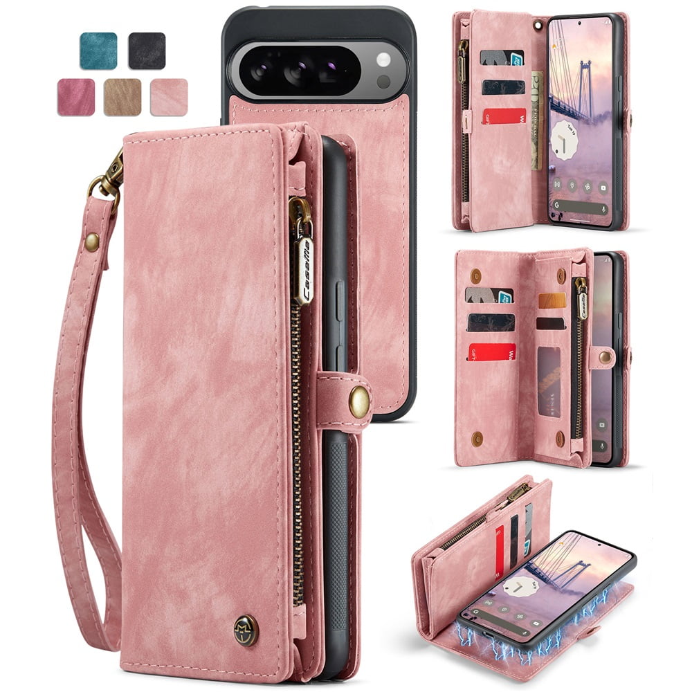 CaseMe Leather Case for Google Pixel 10 Pro XL,2 in 1 Detachable Wallet ...
