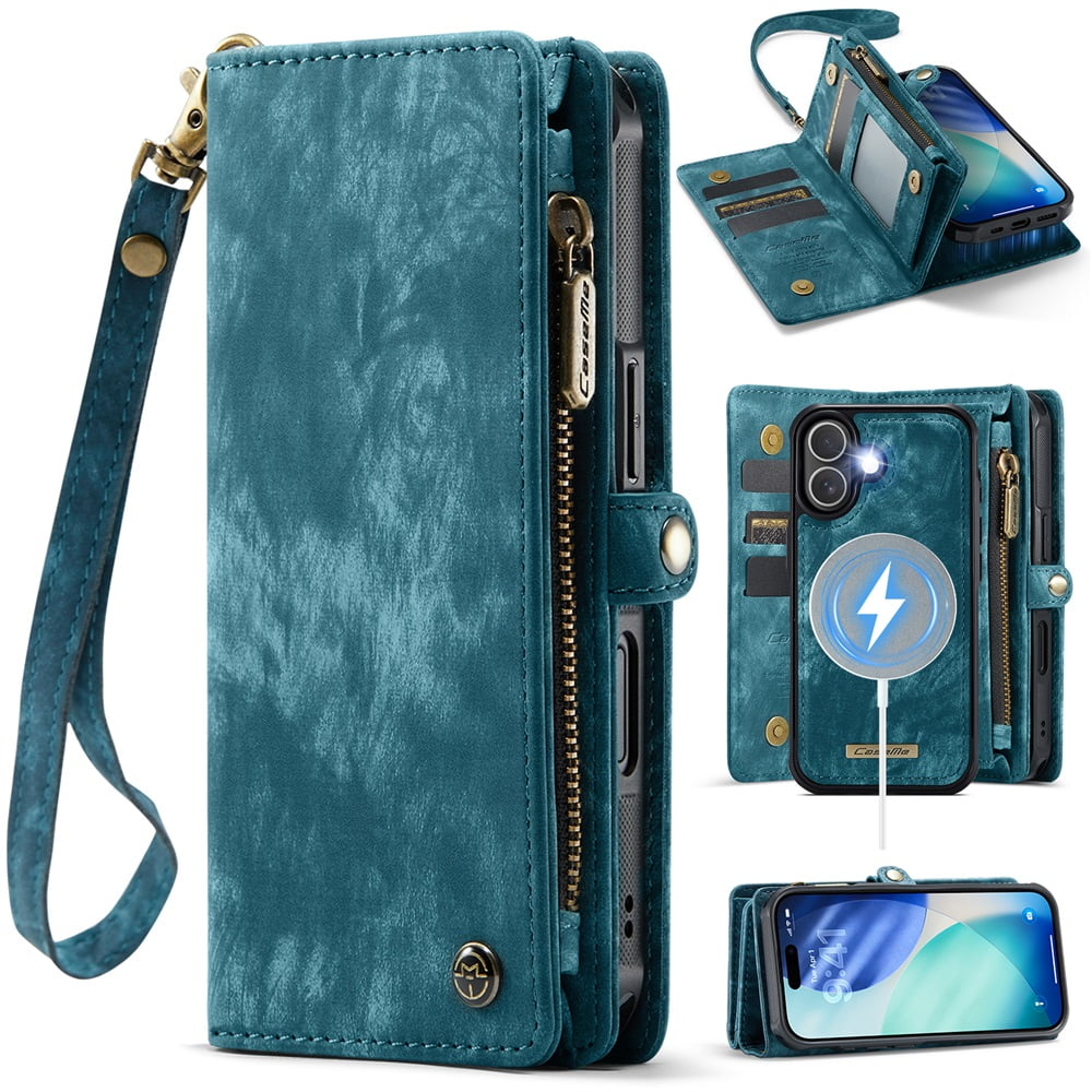 CaseMe Leather Case for iPhone 17,2 in 1 Detachable Wallet Case with 8 ...