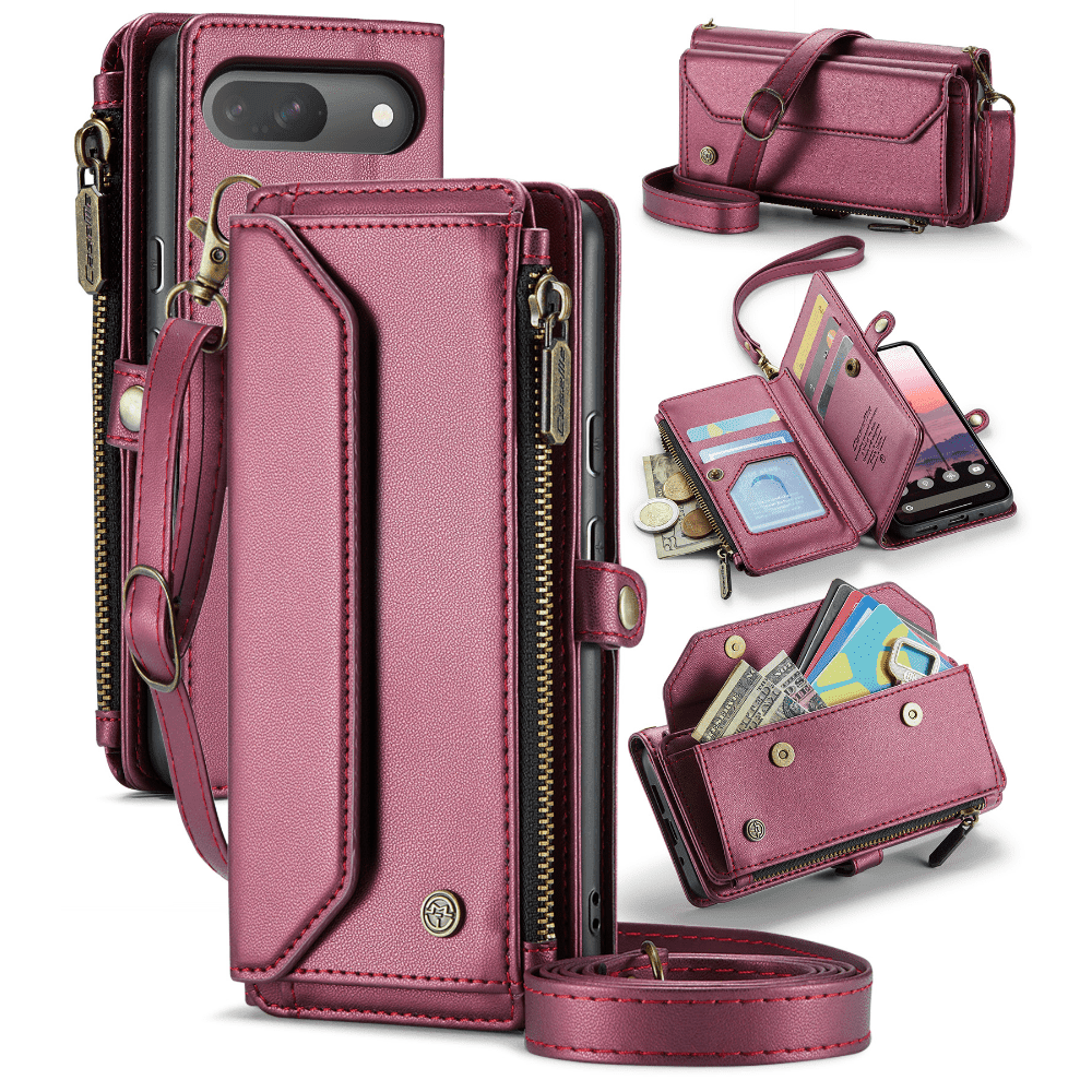 CaseMe Leather for Google Pixel 9/9 Pro 6.3" Case Wallet【RFID Blocking】with 7-Card Holder Zipper ...