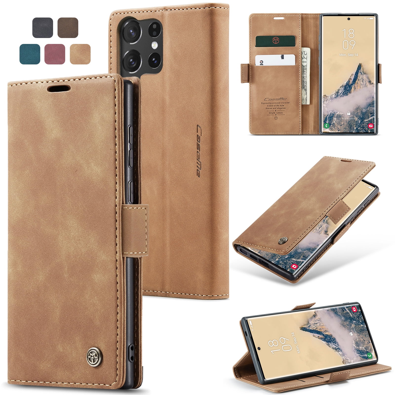 CaseMe Leather for Samsung Galaxy S25 Ultra 5G Case, Flip Wallet ...