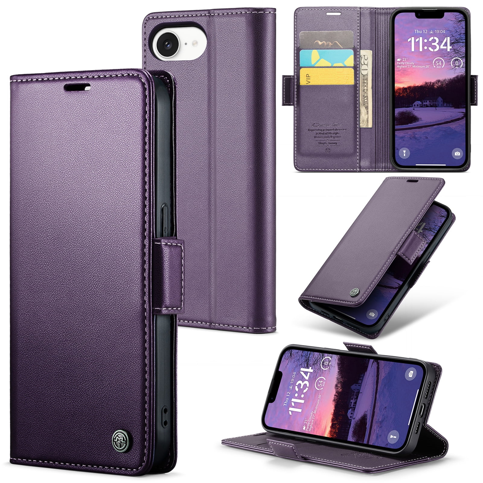 CaseMe Leather For iPhone 16e Wallet Case with RFID Blocking, For ...