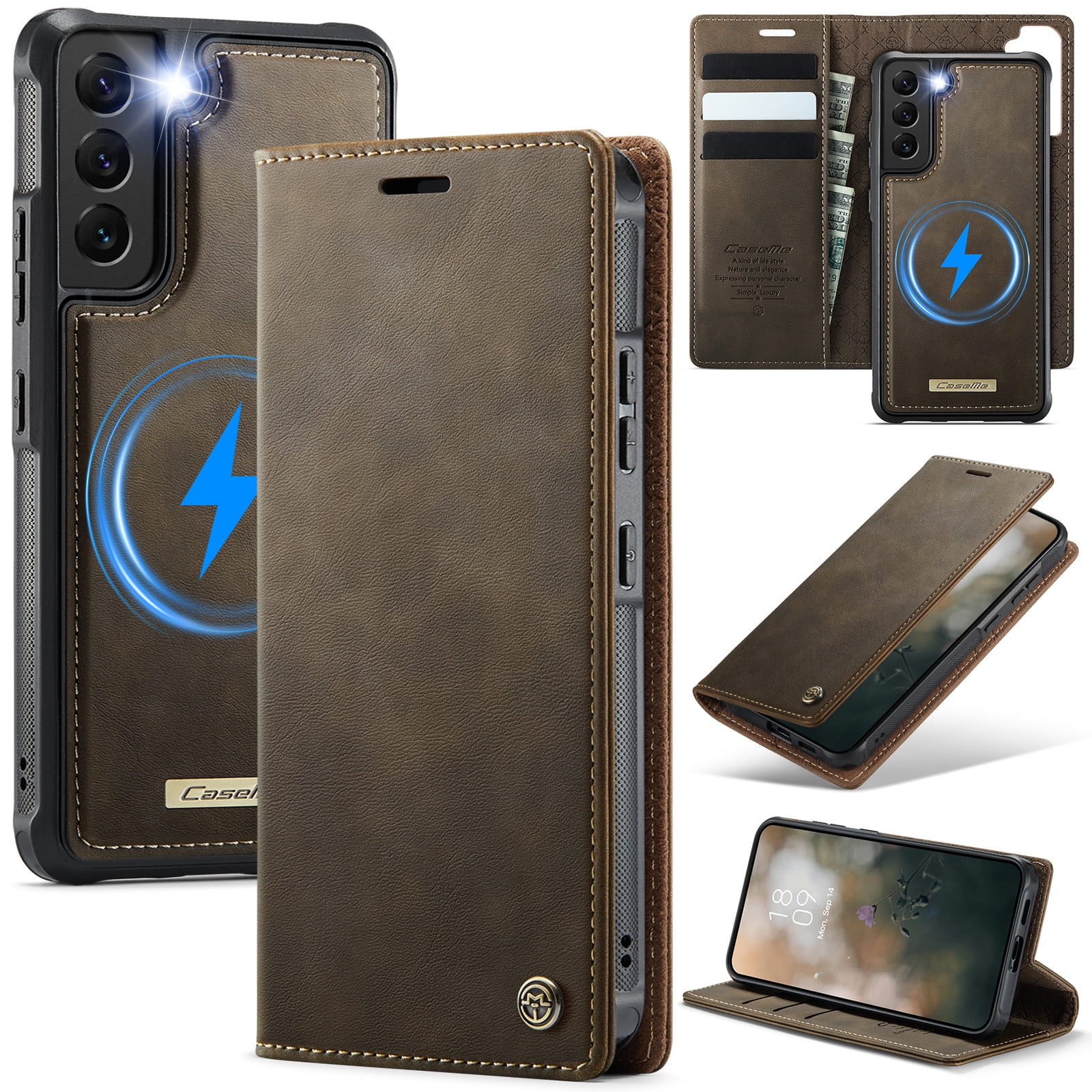 CaseMe Wallet Case for Samsung Galaxy S22 Compatible with Magsafe, 2-in ...
