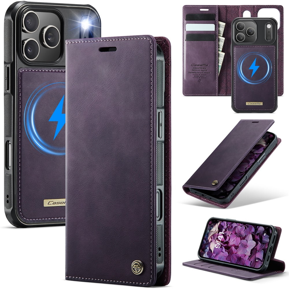 CaseMe Wallet Case for iPhone 17 Pro Compatible with Magsafe, 2-in-1 PU ...