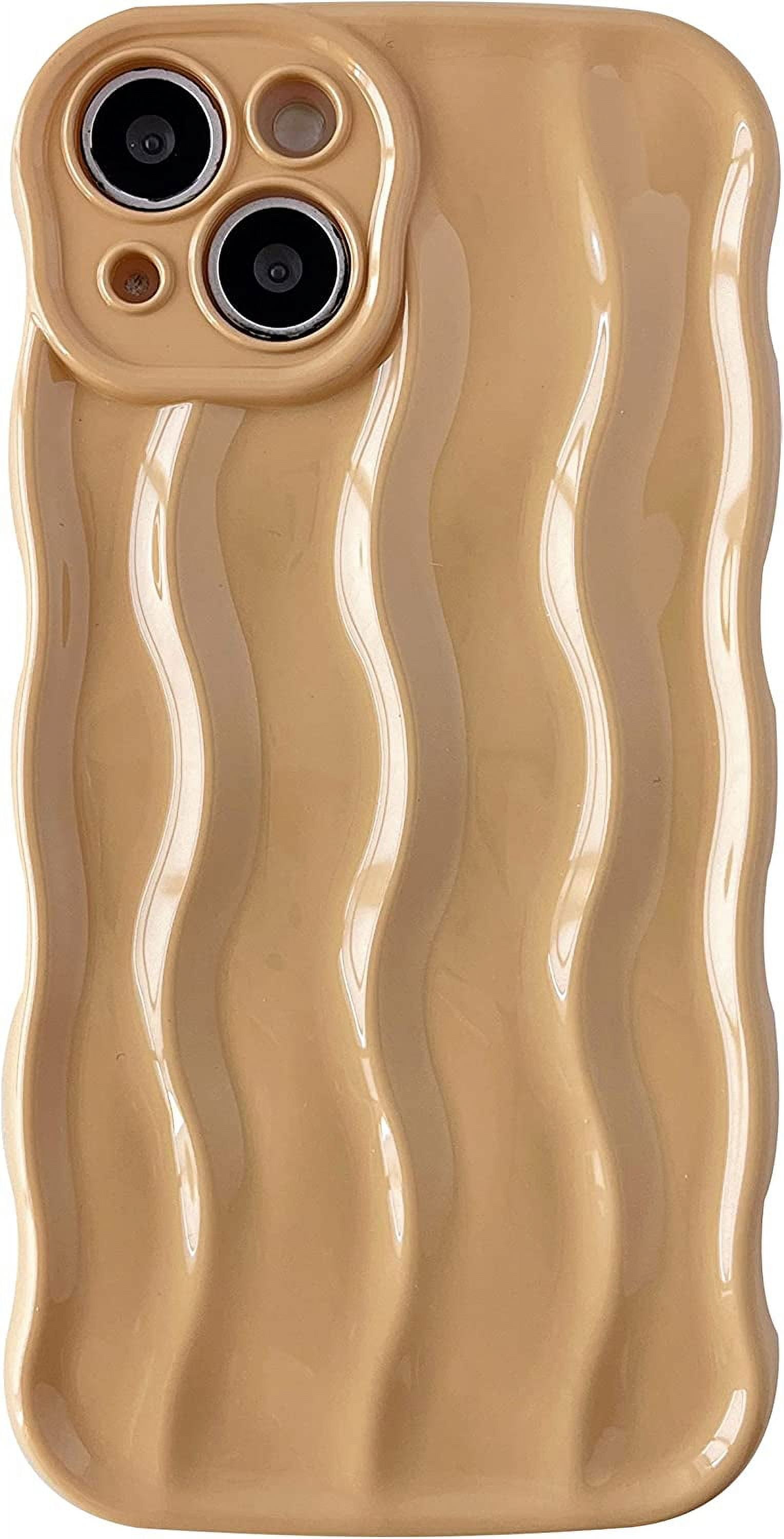 Caseative Water Ripple Pattern Curly Wave Frame Soft Compatible with iPhone Case (Khaki,iPhone ...
