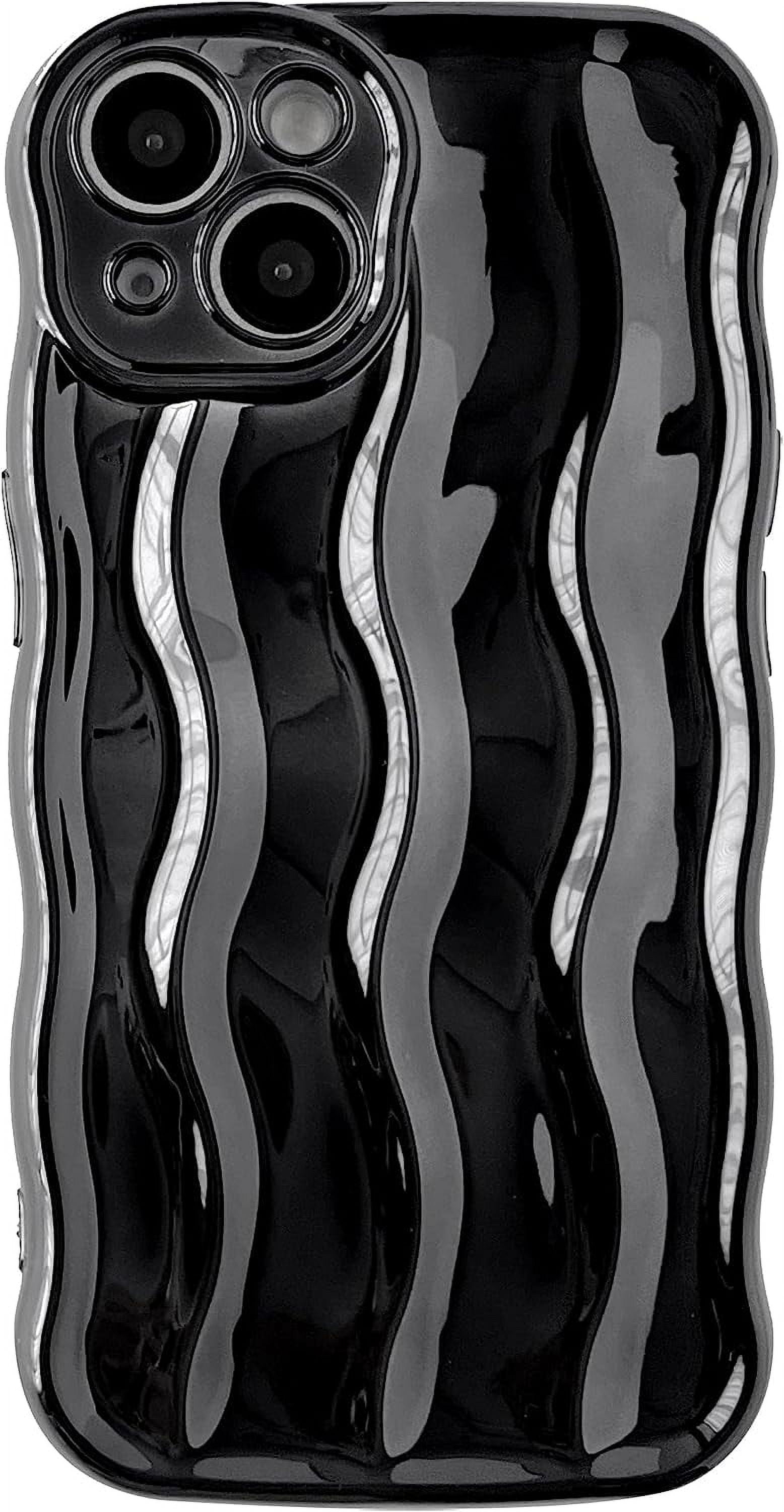 Caseative Water Ripple Pattern Curly Wave Frame Soft Compatible with iPhone Case (Light Black ...