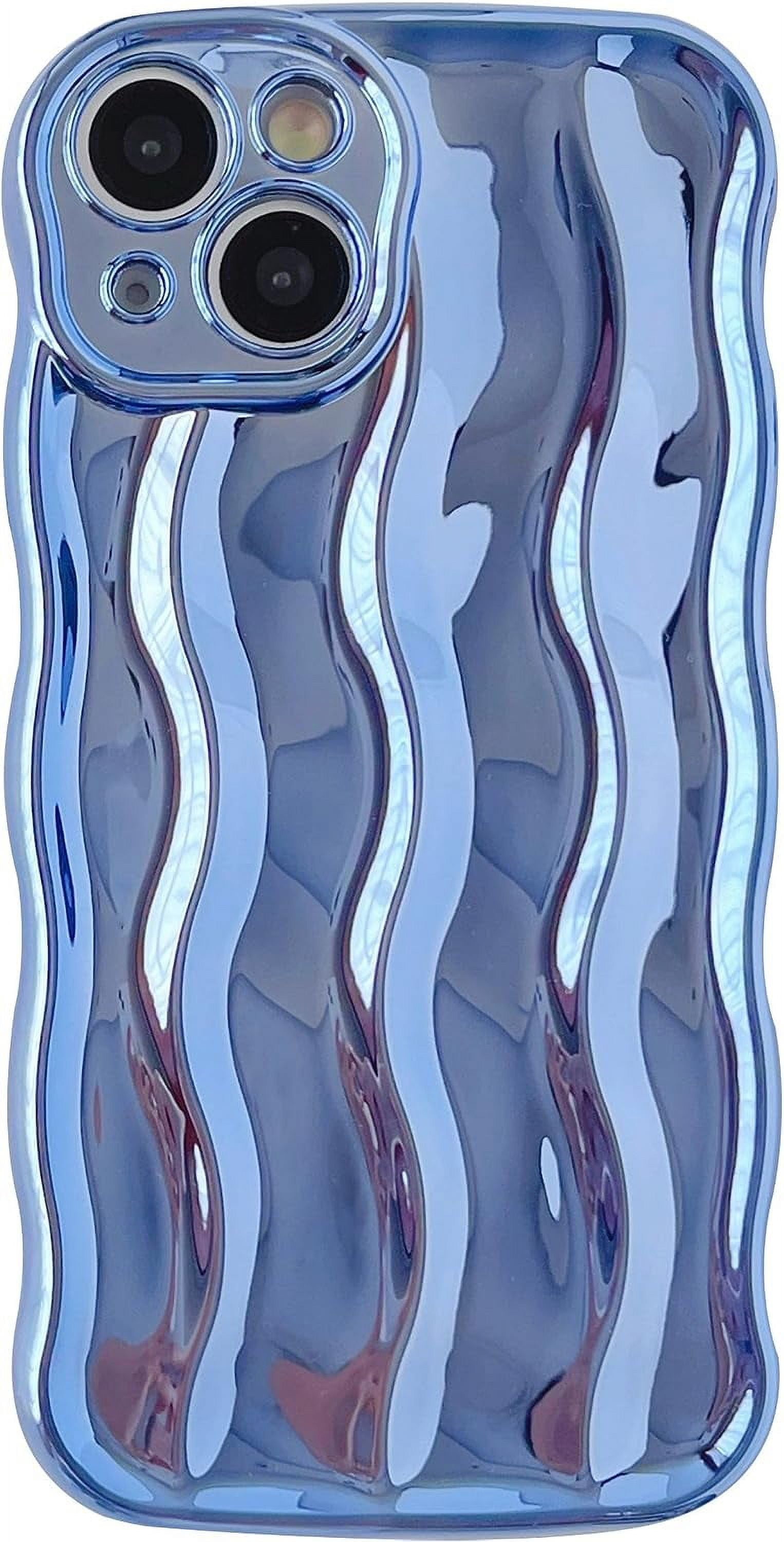 Caseative Water Ripple Pattern Curly Wave Frame Soft Compatible with iPhone Case (Light Blue ...