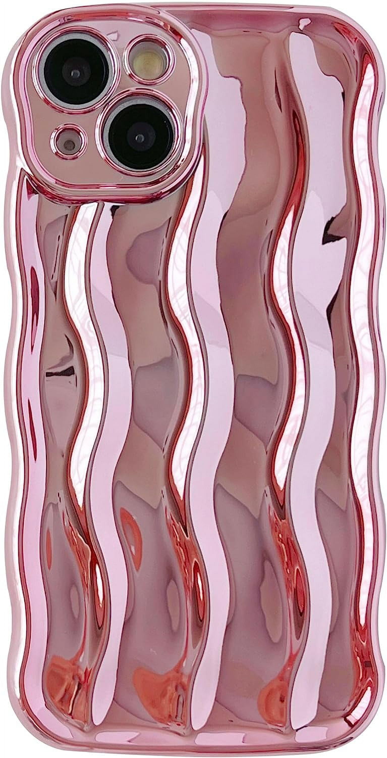 Caseative Water Ripple Pattern Curly Wave Frame Soft Compatible with iPhone Case (Light Pink ...
