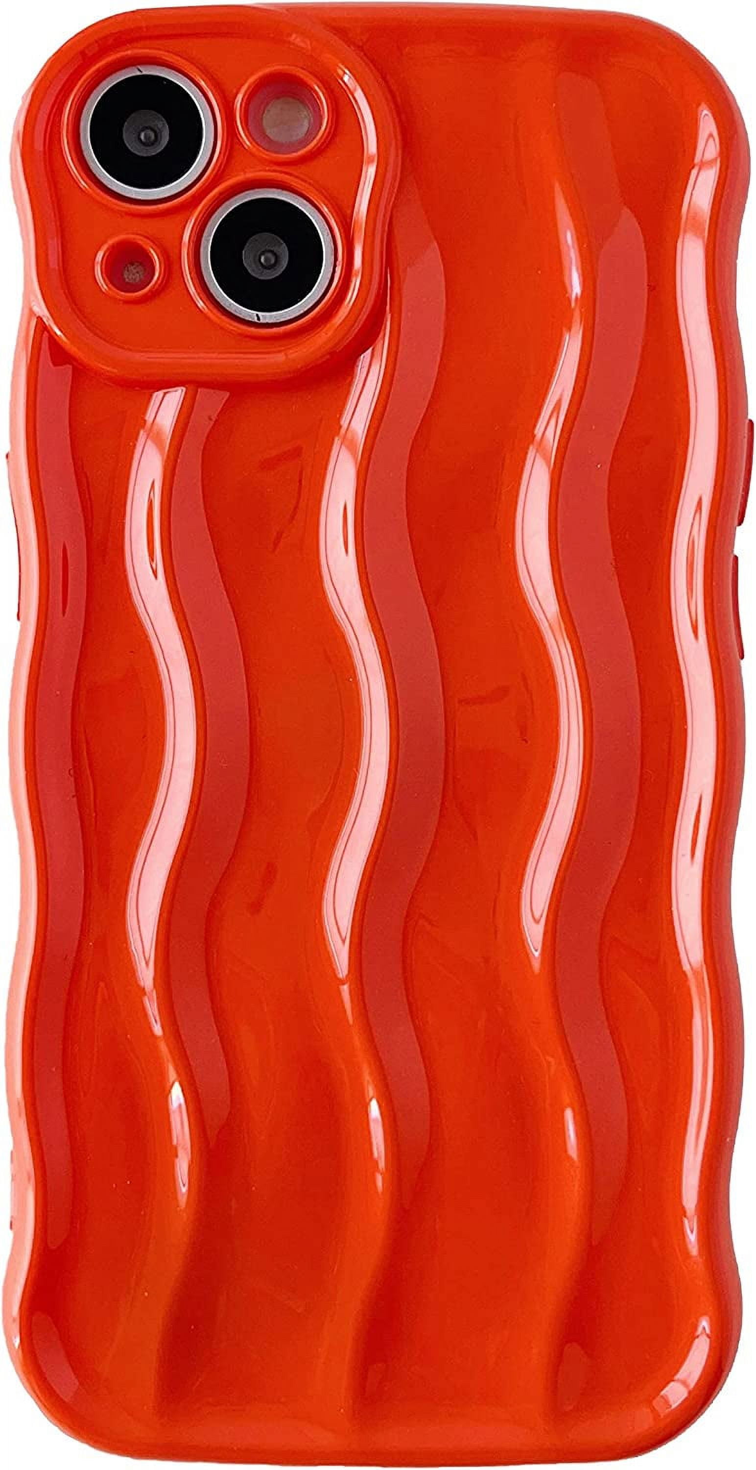 Caseative Water Ripple Pattern Curly Wave Frame Soft Compatible with iPhone Case (Orange,iPhone ...