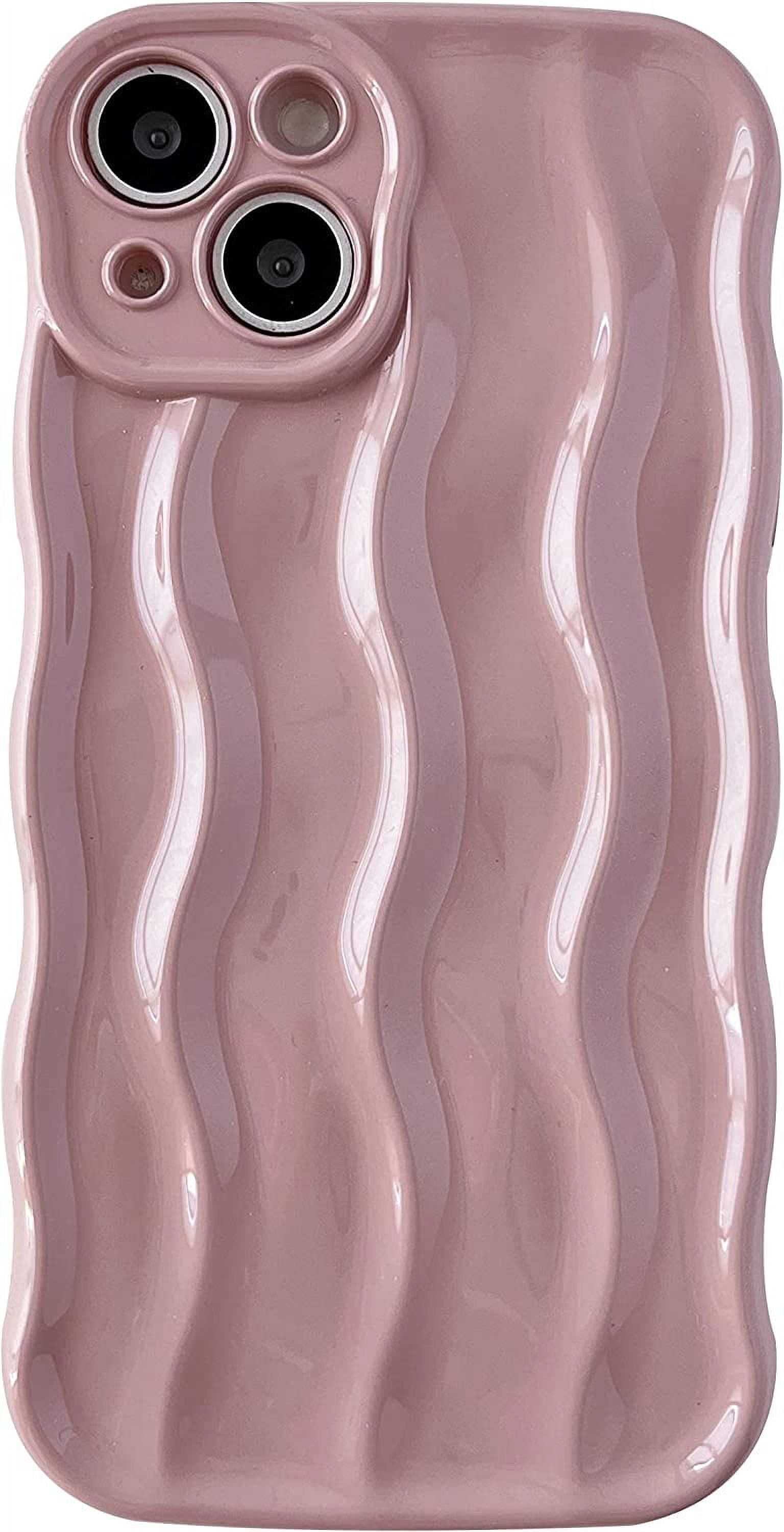 Caseative Water Ripple Pattern Curly Wave Frame Soft Compatible with iPhone Case (Pink,iPhone 12 ...