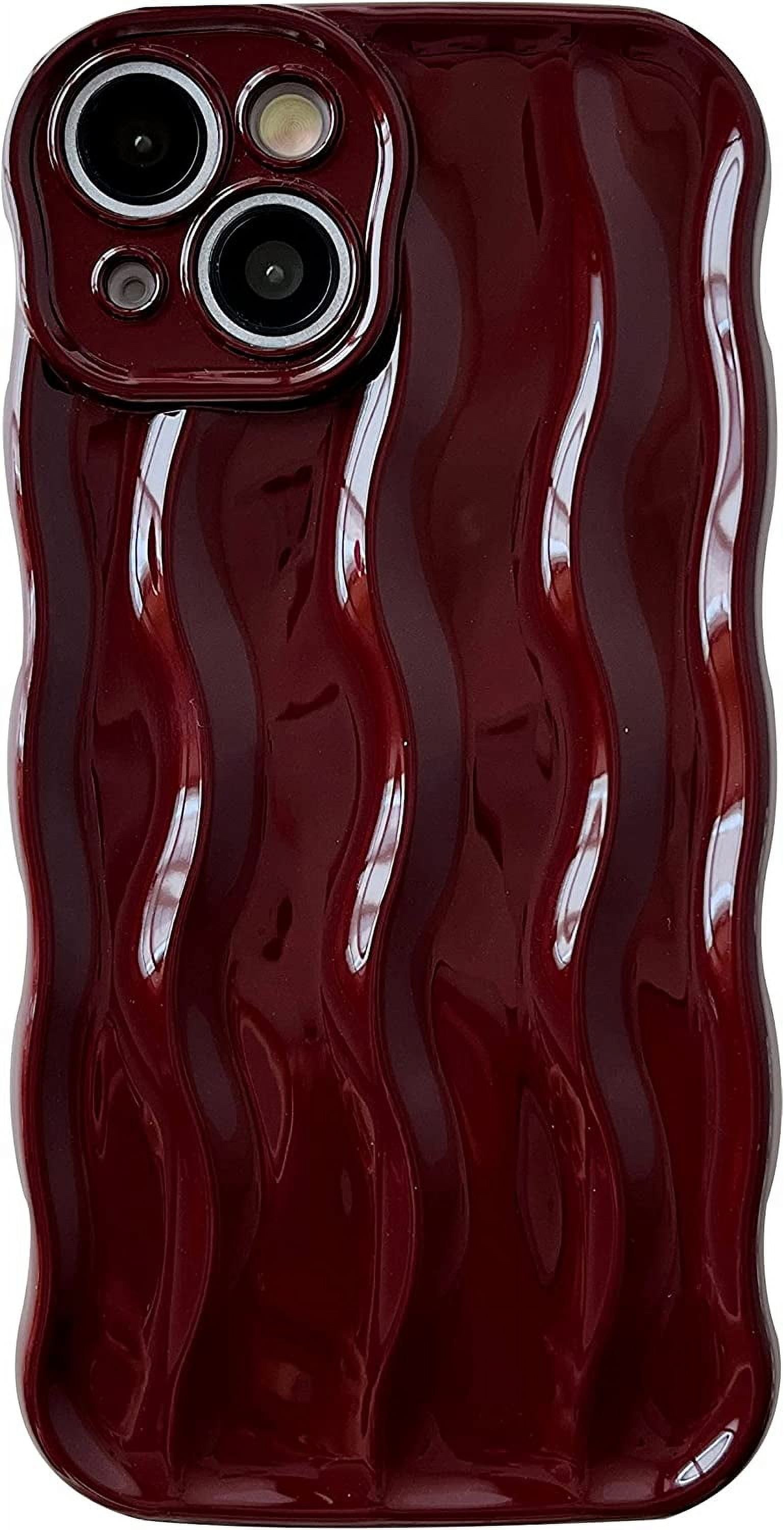 Caseative Water Ripple Pattern Curly Wave Frame Soft Compatible with iPhone Case (Red,iPhone 13 ...