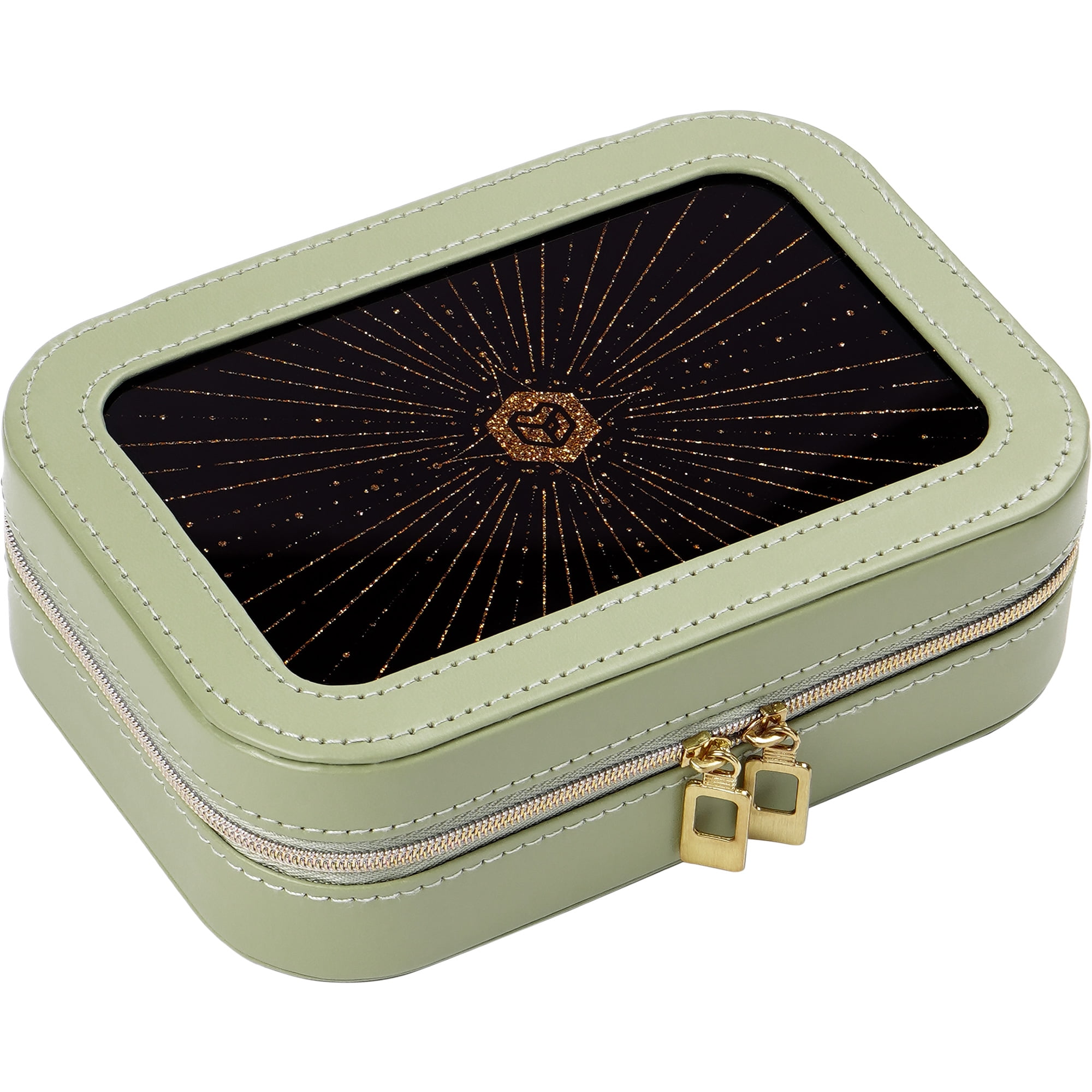 Casegrace Portable Jewelry Box with Flowing-Gold Glass Decoration, 2 ...