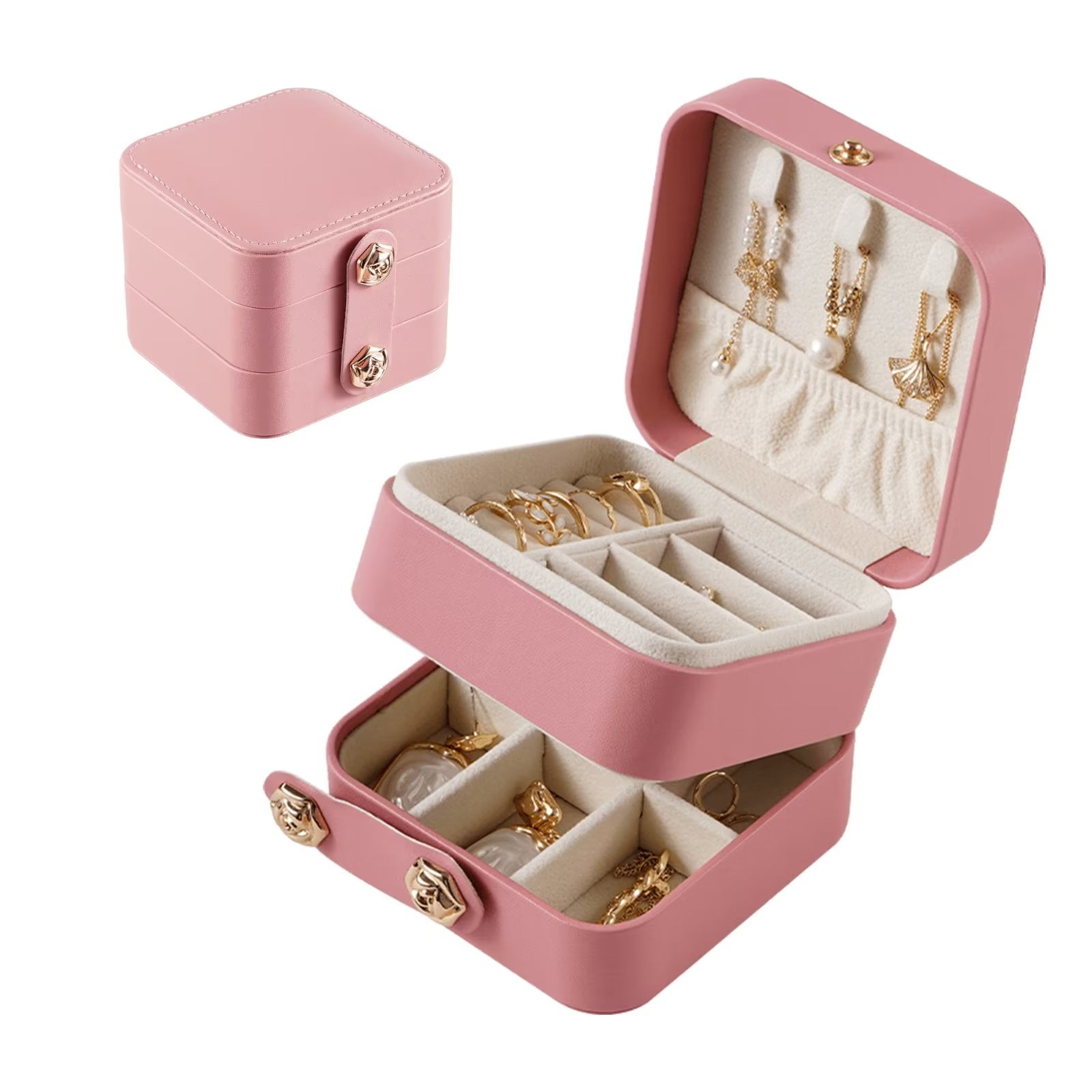 Casegrace Travel Three Layer Jewelry Box Women Girls Leather ...
