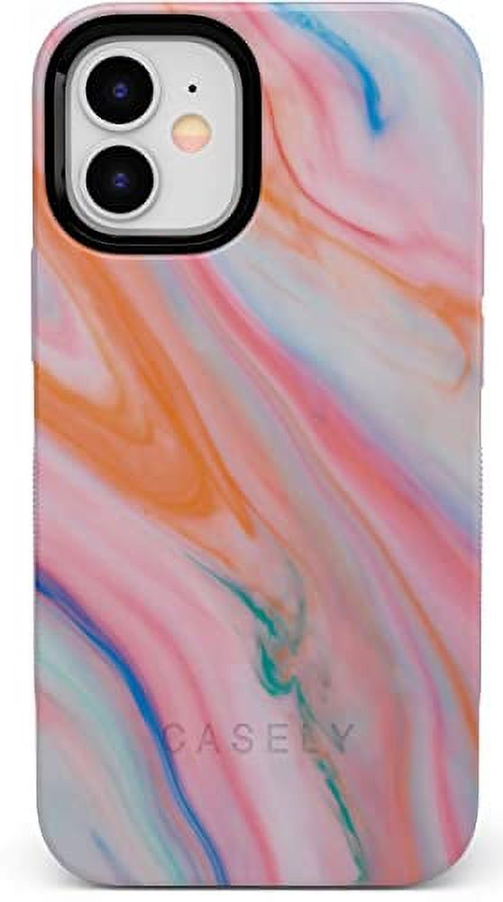 Casely iPhone 12 Mini Phone Case | Rainbow Marble Swirl iPhone Case ...
