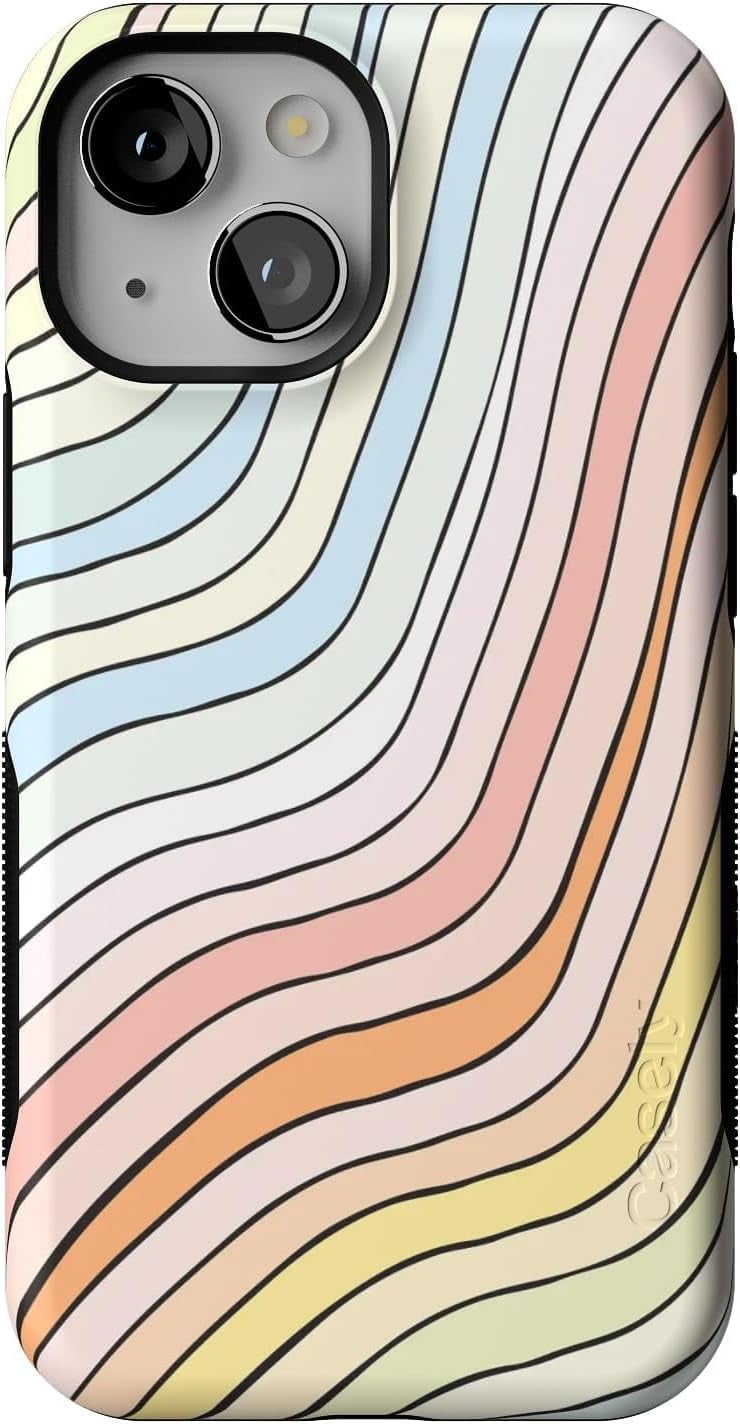 Casely iPhone 13 Mini Case | Ride The Wave | Pastel Rainbow Lined ...