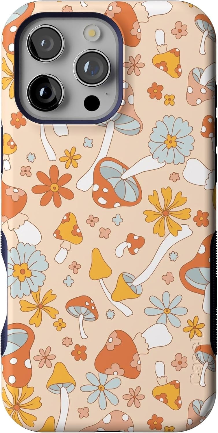 Casely iPhone 16 Pro Case | Mushroom Magic | Retro Floral | Compatible with MagSafe | Bold ...