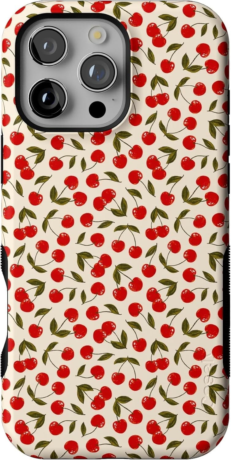 Casely iPhone 16 Pro Max Case | Cherry on Top | Red Cherries Floral | Compatible with MagSafe ...