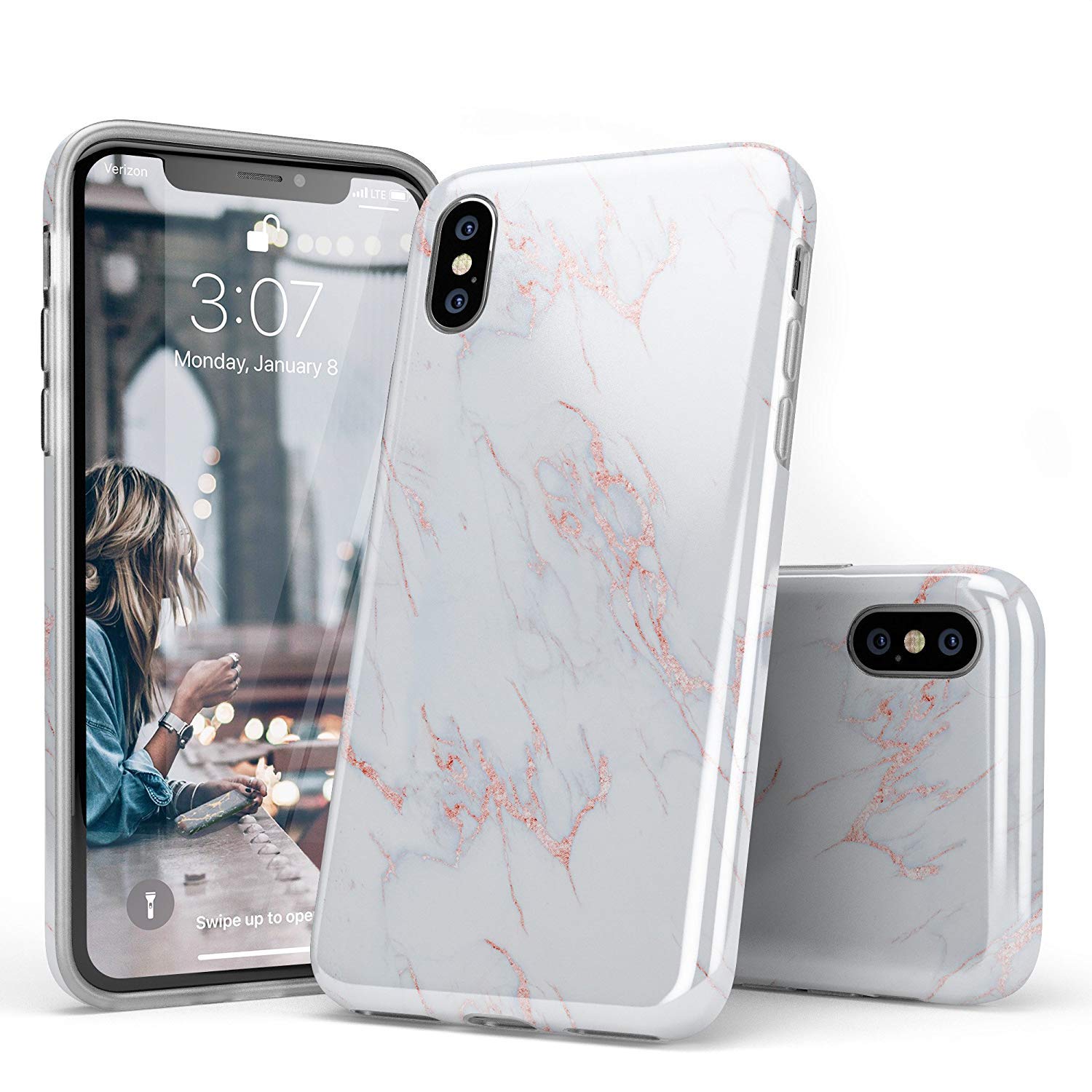 Casely iPhone X/XS Case | Beautiful White and Pink Marble Case ...