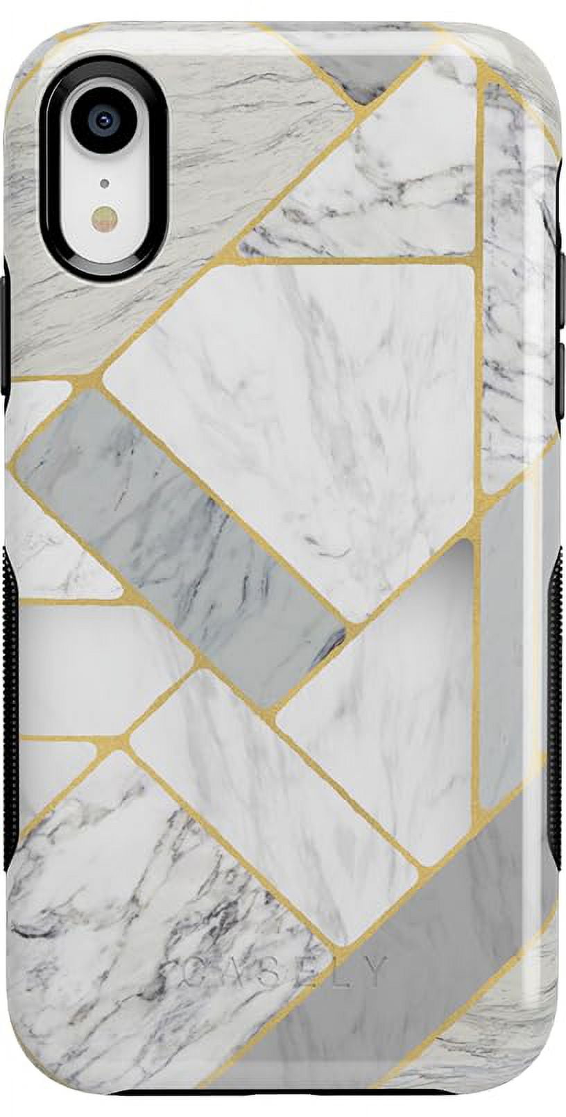 Casely iPhone XR Case | Geo White and Gold Marble Case - Walmart.com