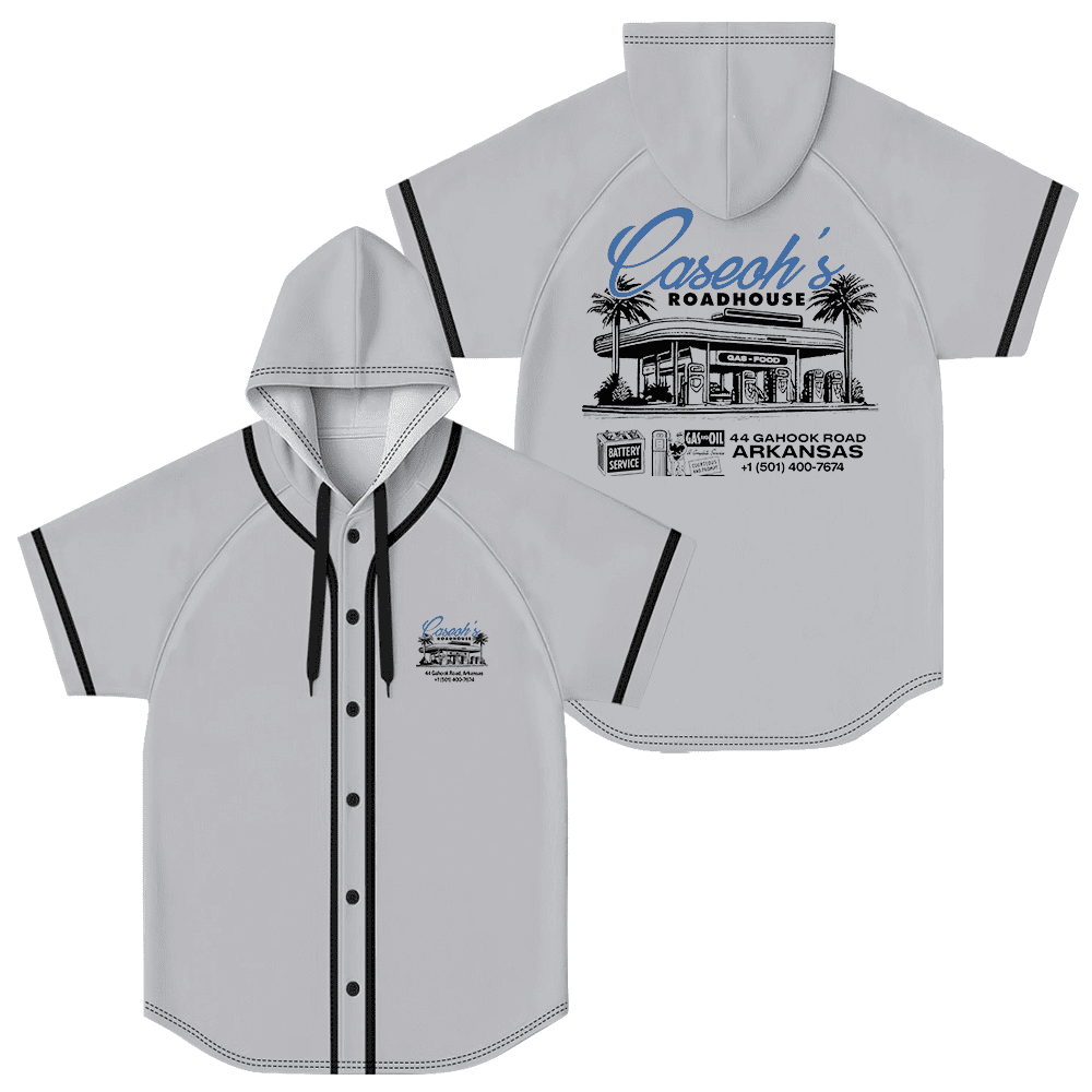 Caseoh Roadhouse Baseball Jersey Women Men Hooded Short Sleeve Shirt ...
