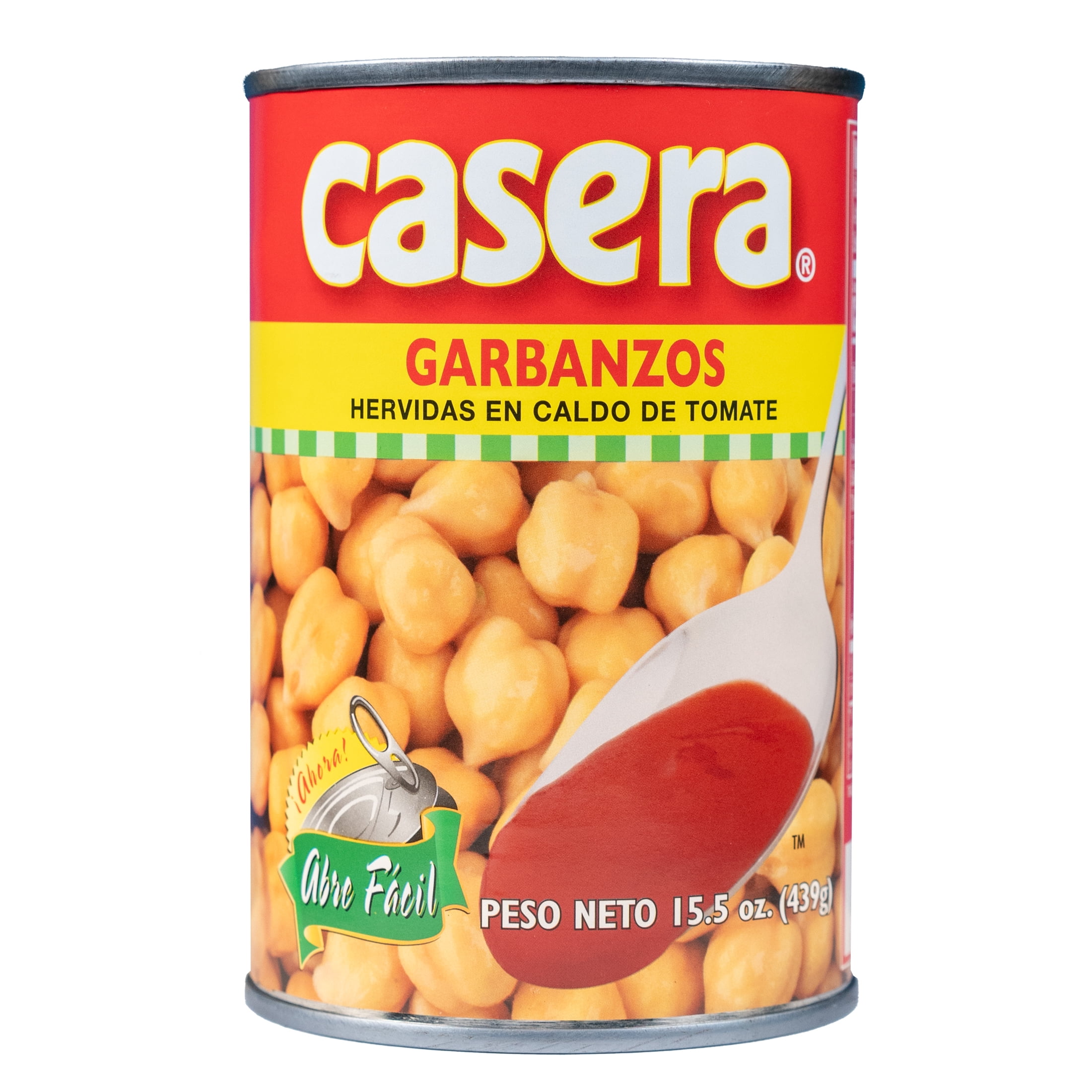 Casera Chick Peas in Tomato Broth, Garbanzos, Easy Open 15.5oz Canned ...