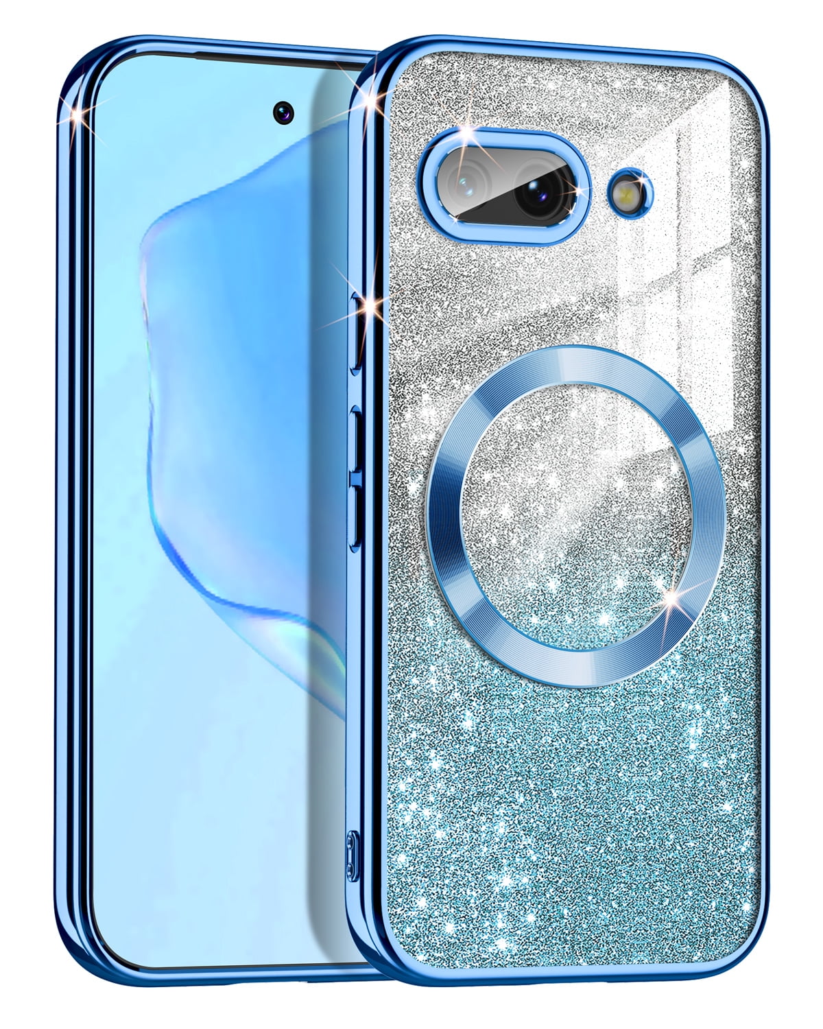 Casetego For Google Pixel 9A Case,Compatible with MagSafe,Clear Magnetic Glitter Gradient ...