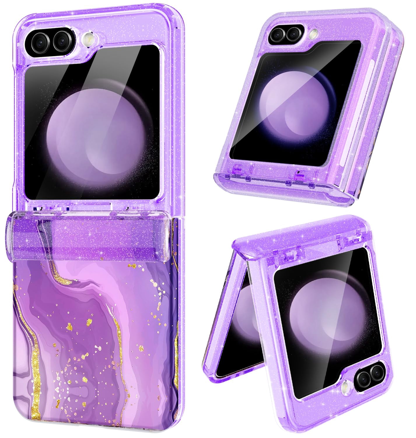 Casetego for Samsung Galaxy Z Flip 5 Case,Gold Glitter Marble Pattern ...