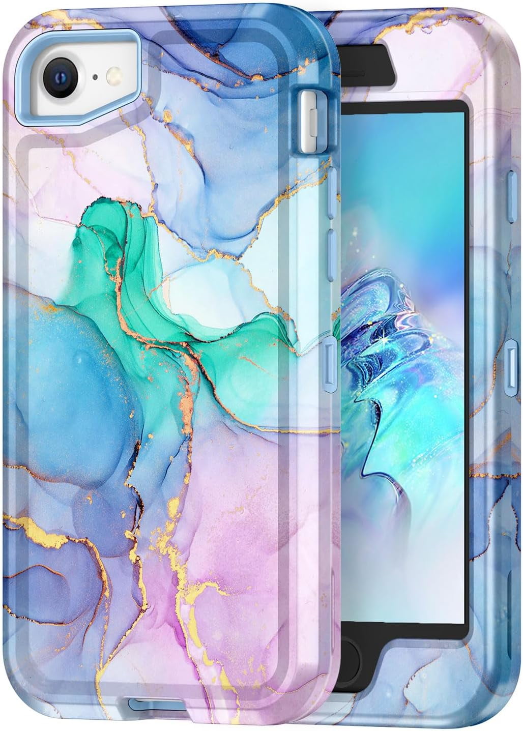 Casetego Shockproof Silicone Soft Cell Phone Case for iPhone SE, Blue ...