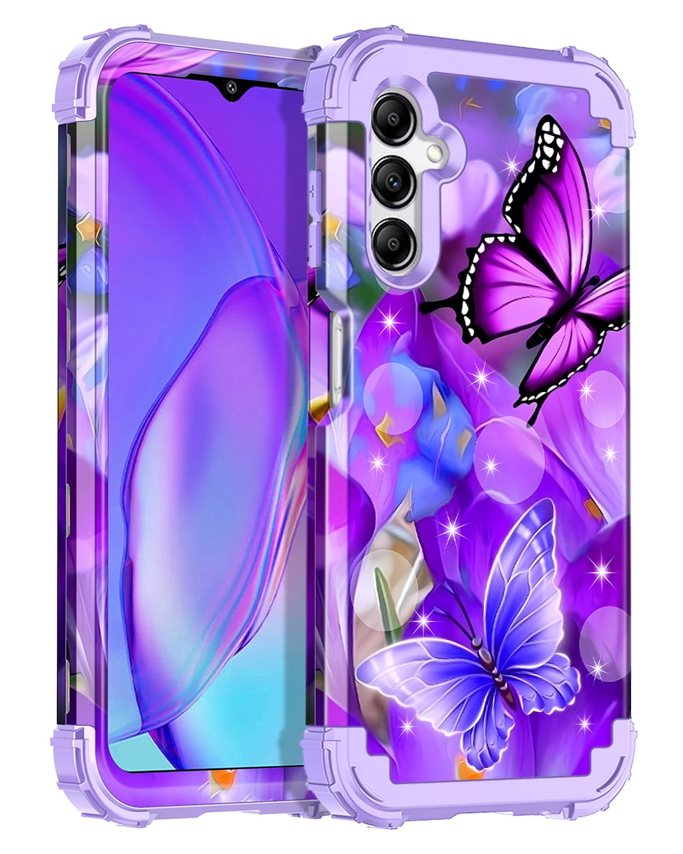 Casetego for Samsung Galaxy A15 5G Case,Butterfly Print Three Layer Heavy Duty Shockproof ...