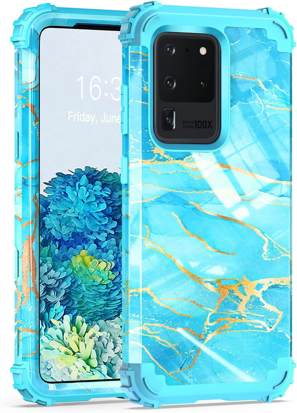 Casetego for Samsung Galaxy S20 Ultra Case,Floral Three Layer Heavy Duty Hybrid Sturdy ...