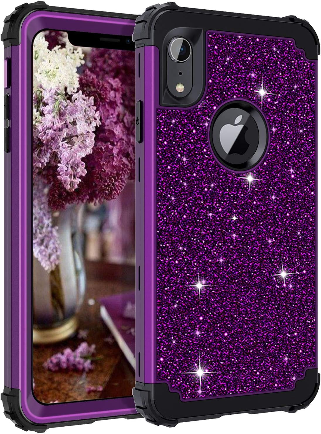 Casetego for iPhone XR Case,Glitter Sparkly Bling 3 in 1 Shockproof ...