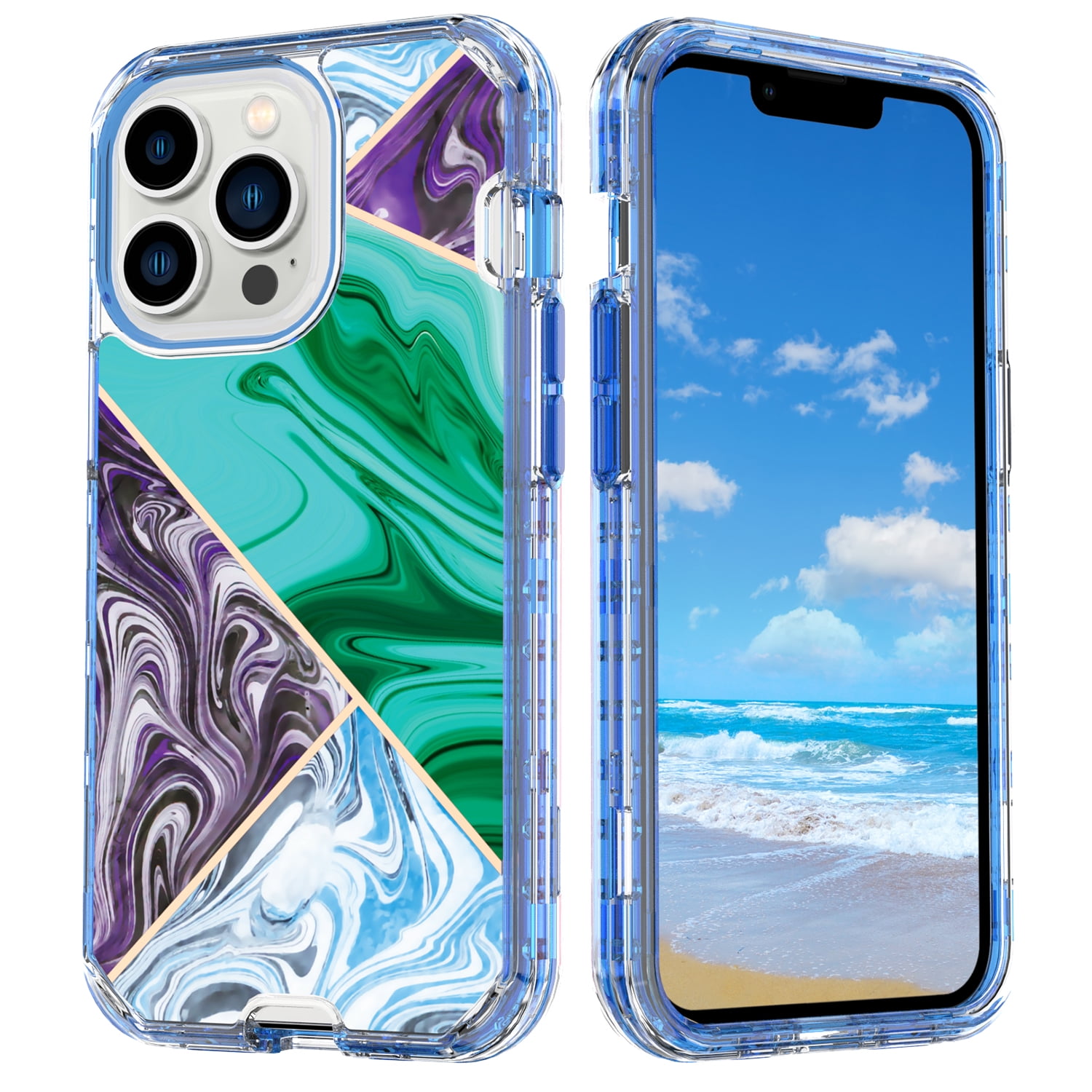 Casetego for iPhone 13 Pro Case,Shiny Bling Marble Full Body Protective ...