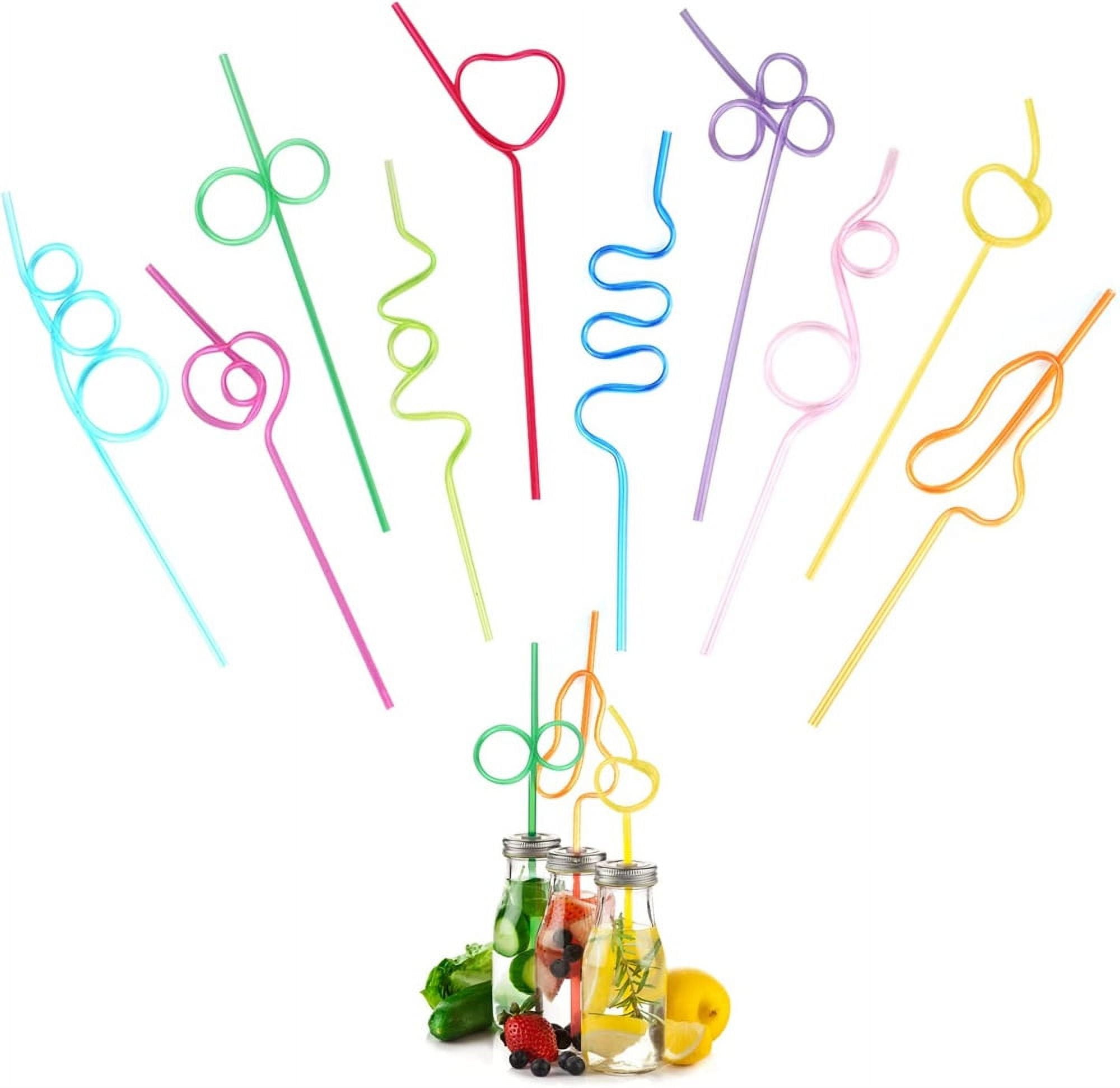 Casewin 10 Pieces of Colored Plastic Straws, Party Curly Straws ...