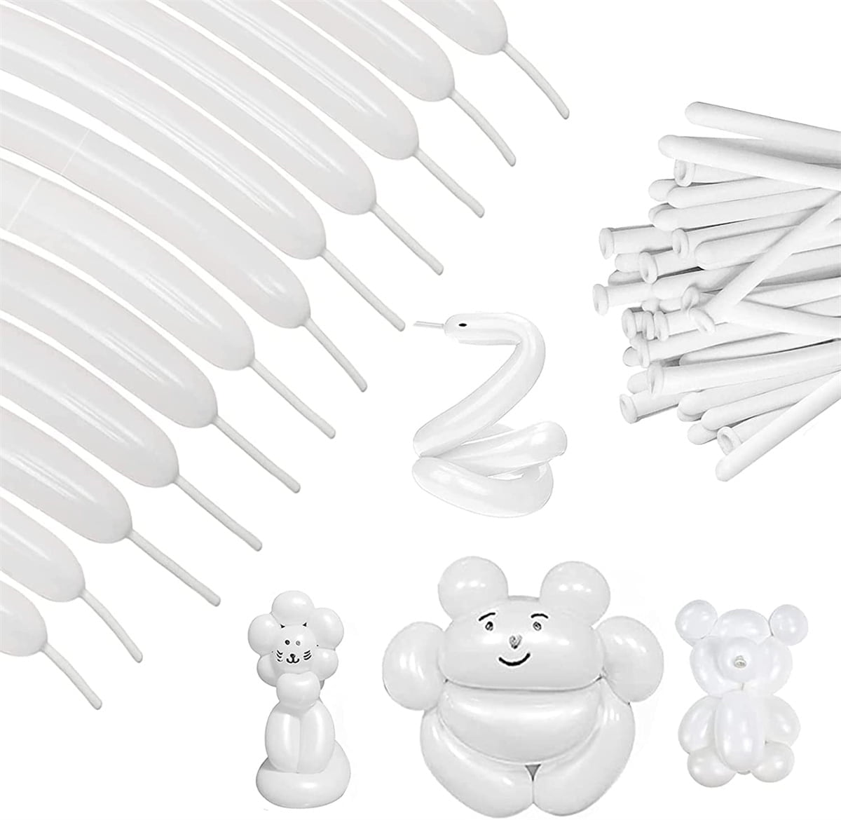 Casewin 100 PCS Party Long Balloons, Premium White Colors Classic ...