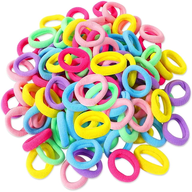 Casewin 100 Pcs Girls Hair Bands, Baby Hair Bobbles, Colored Soft Small ...