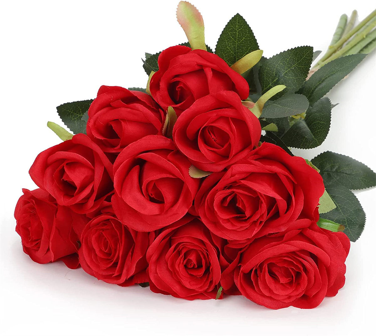 Casewin 10PCS Artificial Roses,Single Long Stem Fake Rose Silk Bridal ...