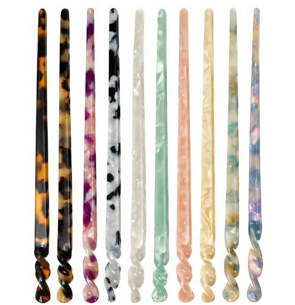 Casewin 10-Piece Acetate Hair Sticks, Tortoise Shell Hairpin, Chinese ...