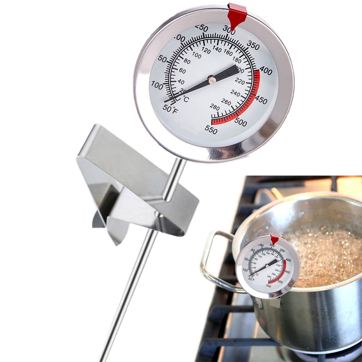 Casewin 12" Deep Fry Thermometer with Clip Instant Read Dial ...