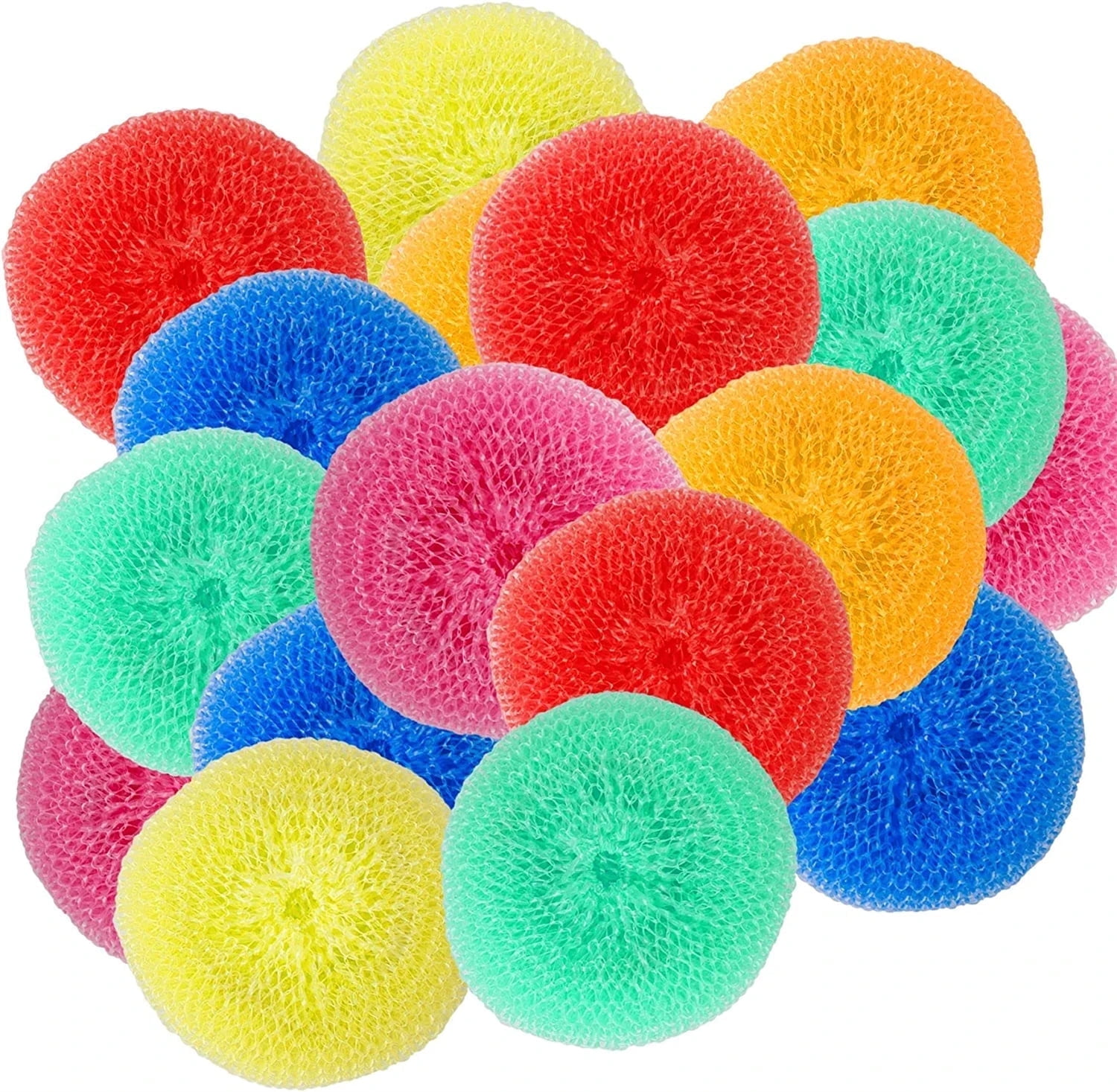 Bexikou Plastic Dish Scrubbers 12 PCS Nylon Mesh Round Scourers ...