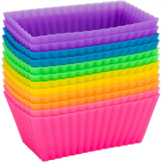 Casewin 12PCS Silicone Rectangular Reusable Cake Cup Sets Baking Cups ...